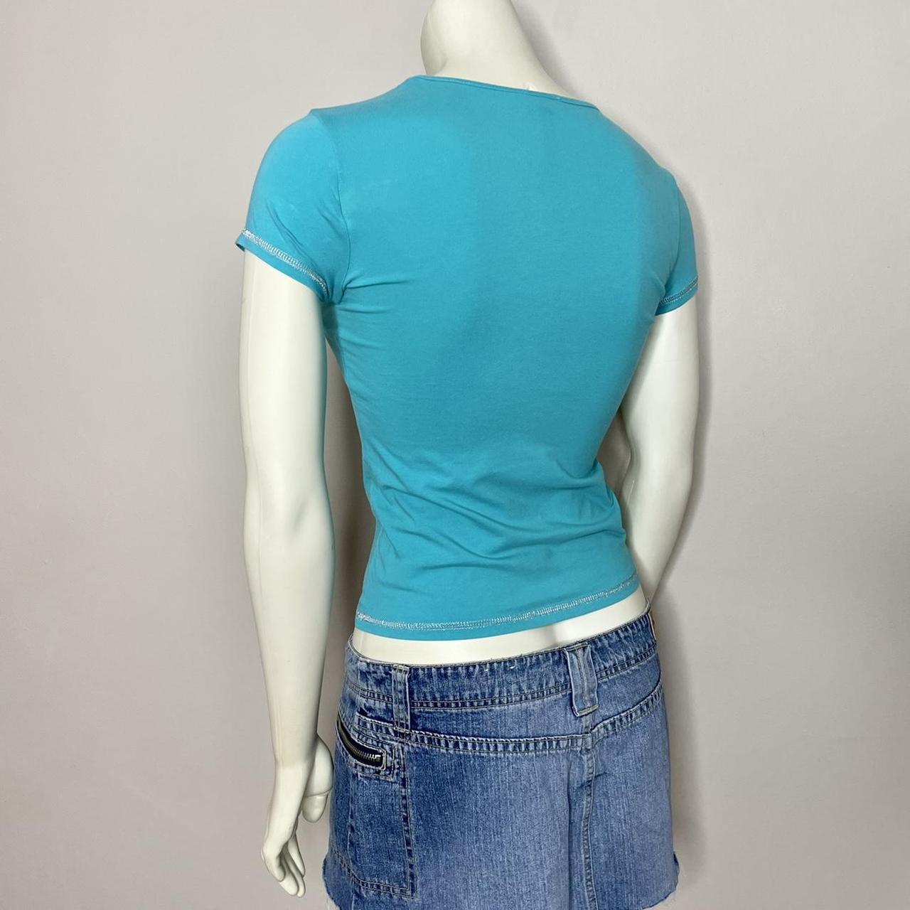 Vintage 2000s turquoise tropical tee by 3... - Depop