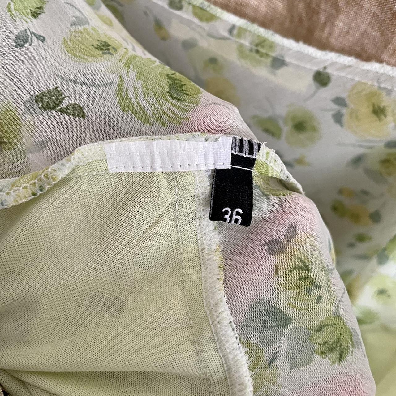 Vintage 2000s light green floral babydoll tank... - Depop