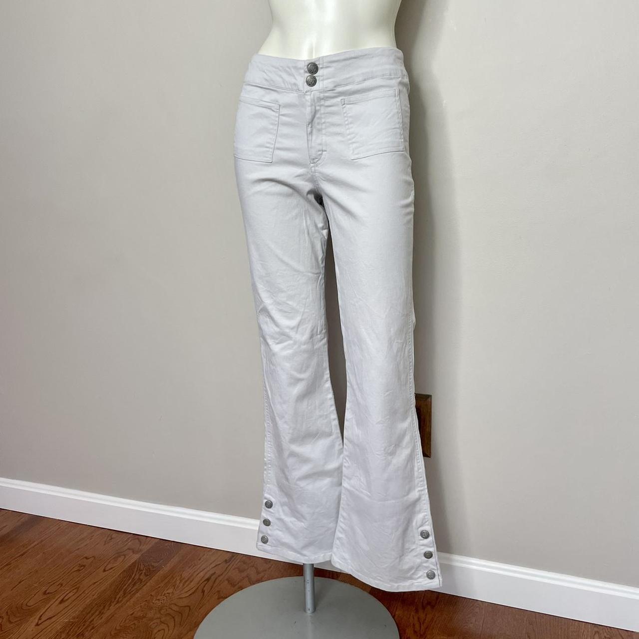 Vintage 2000s cream preppy flare trousers by KC... - Depop