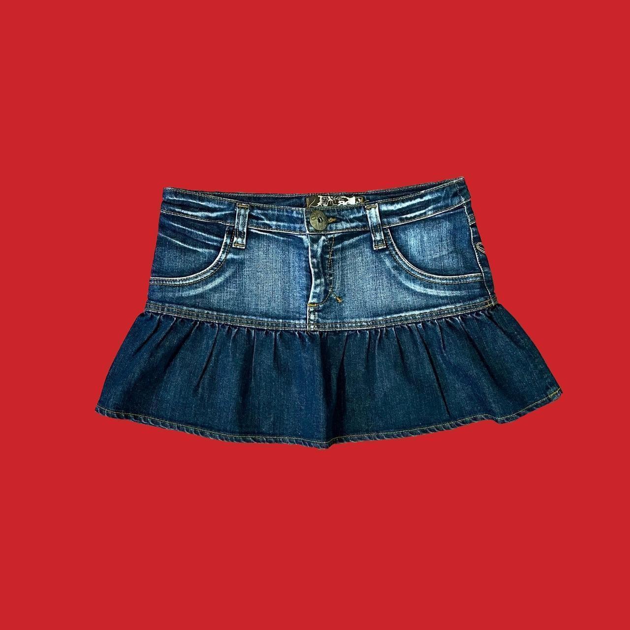 Vintage 2000s denim mini skirt by Adl Cute low rise... - Depop