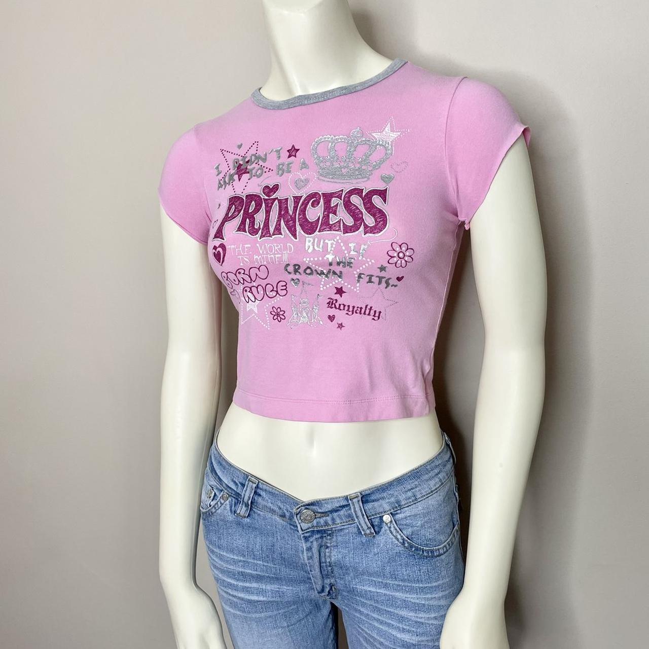 Vintage 2000s pink princess crop tee by... - Depop