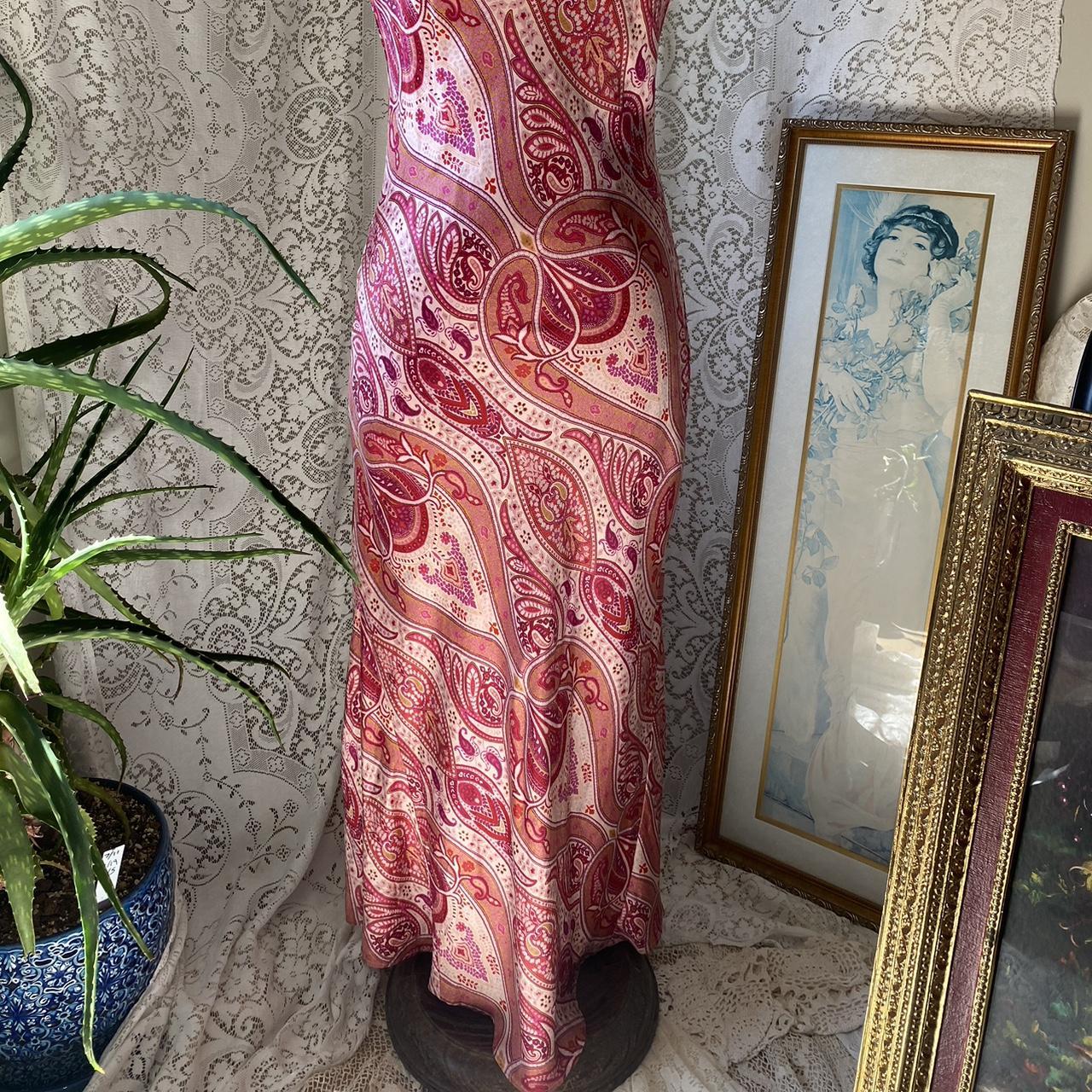 early y2k target slip gown all over pink paisley... - Depop
