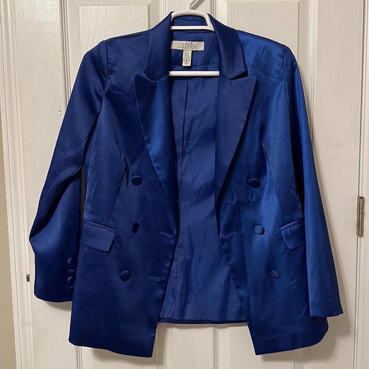 Liquorish Satin Blue Blazer Jacket Size UK 10 US 6 - Depop