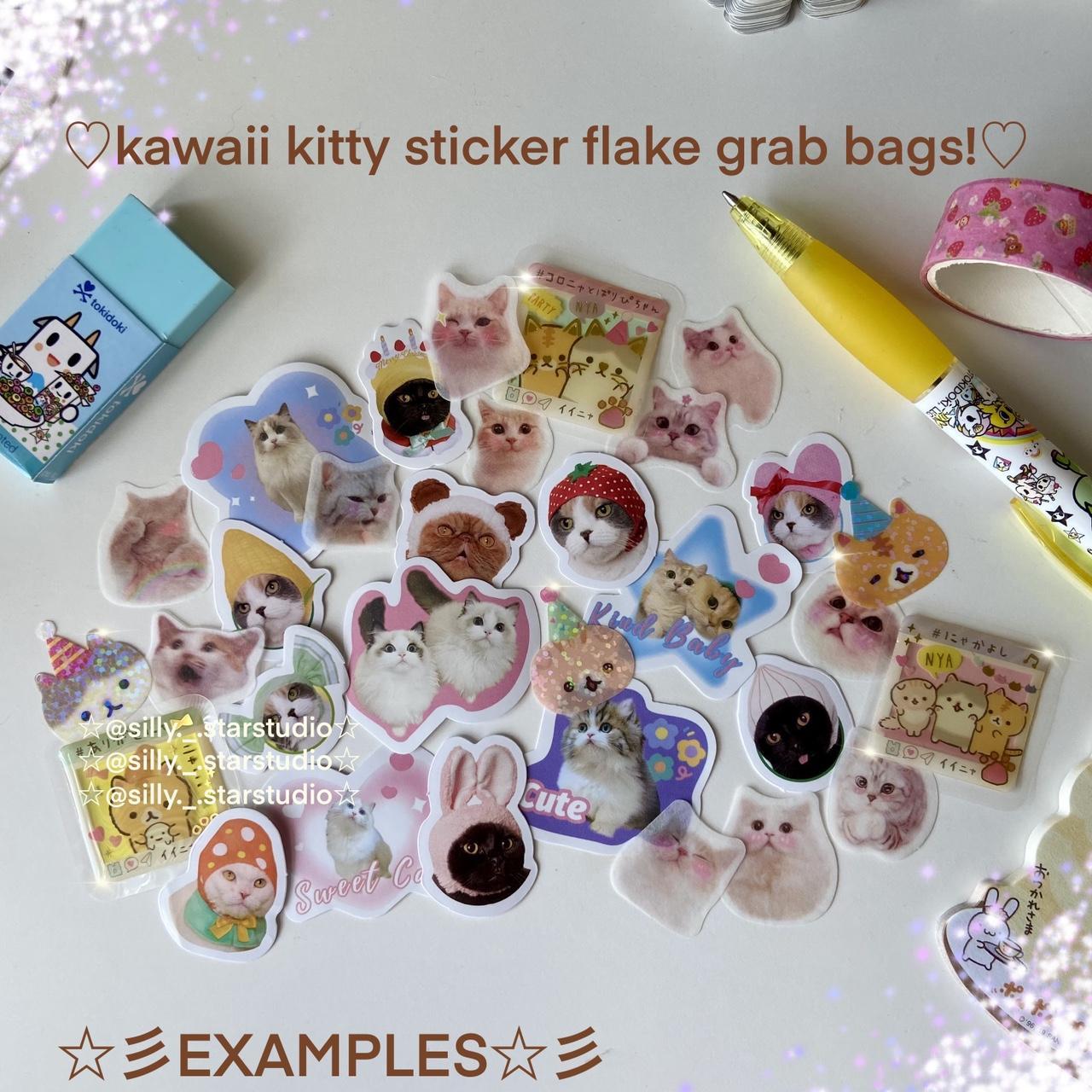 ☆20 piece kawaii kitty sticker flake lot grab... - Depop