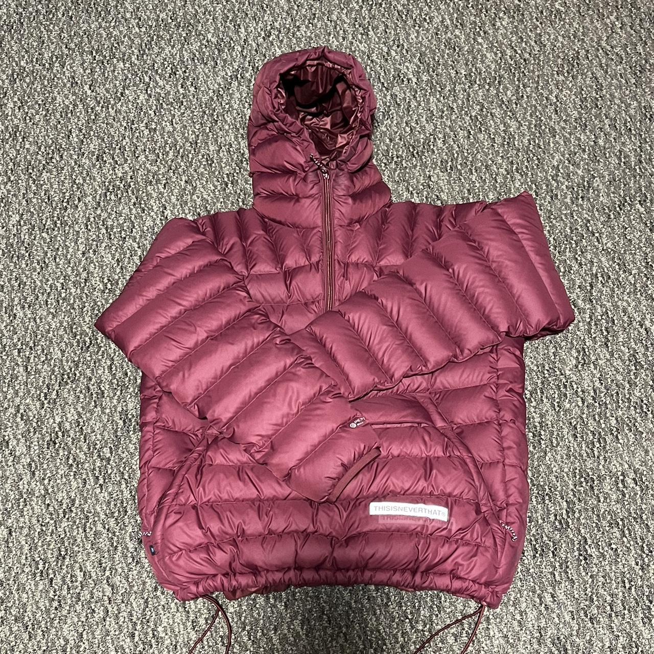 THISISNEVERTHAT PERTEX® Down Pullover Burgundy... - Depop