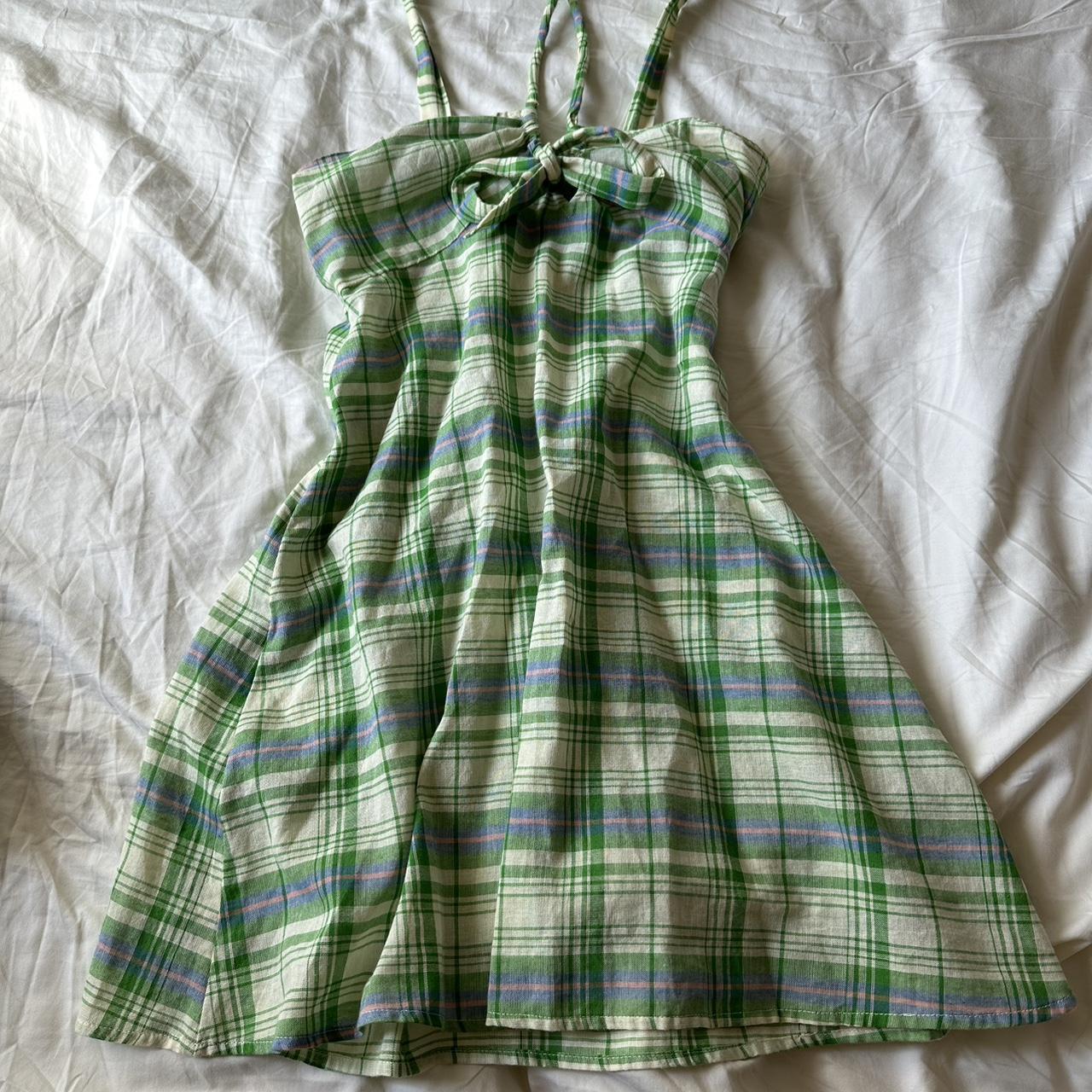 URBAN OUTFITTERS- cutest green plaid dress Like new,... - Depop