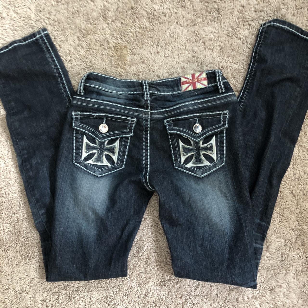 Low rise ripped / distressed machine jeans - Depop