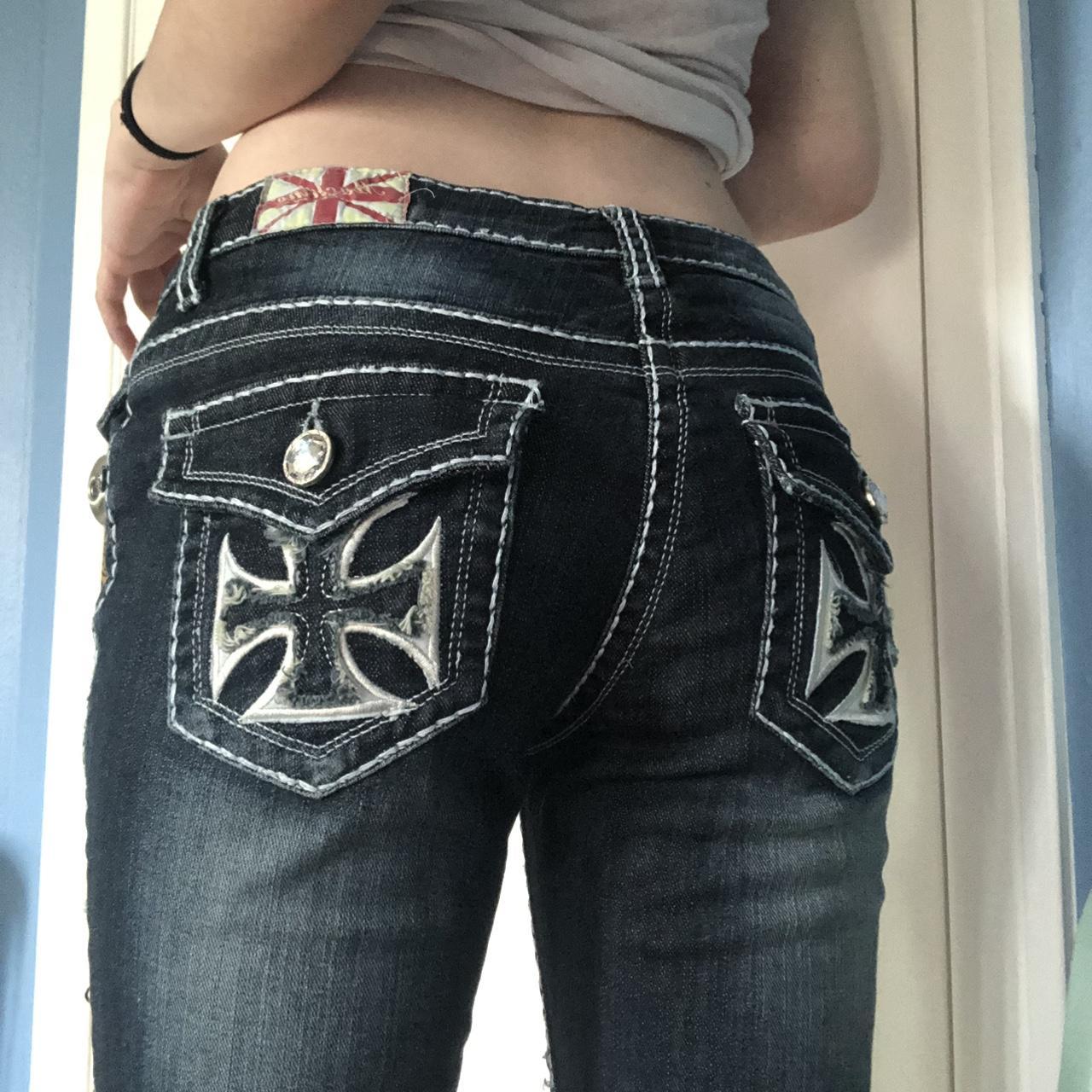 Low rise ripped / distressed machine jeans - Depop