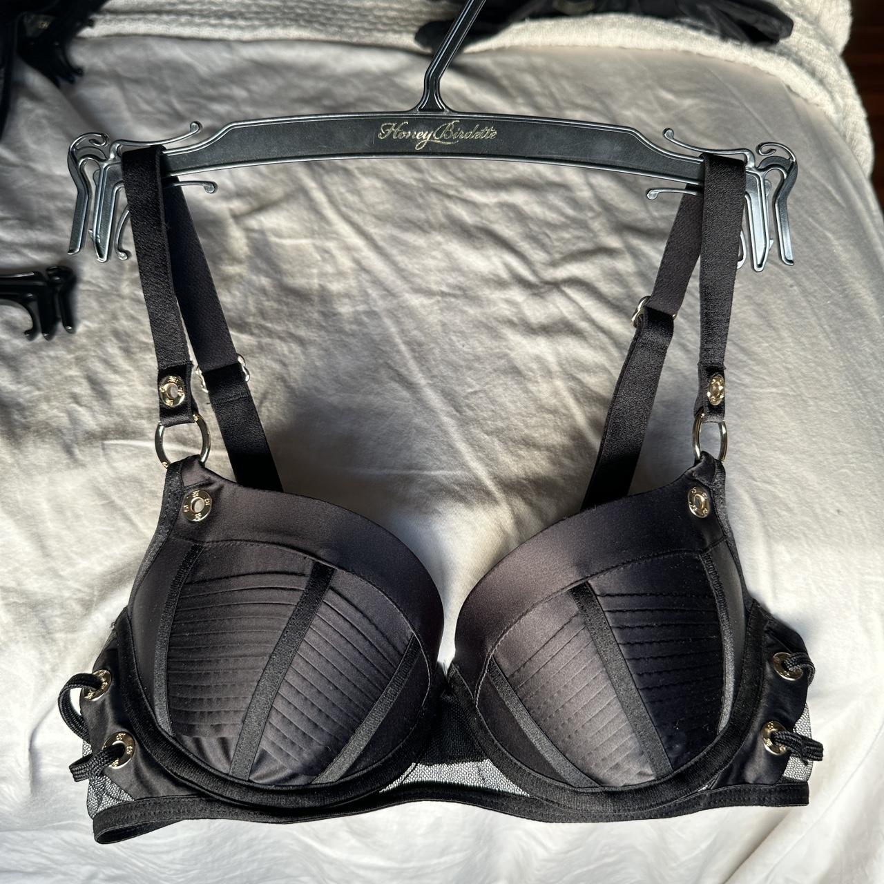 Honey Birdette • Jerry bra • Black Black satin push... - Depop