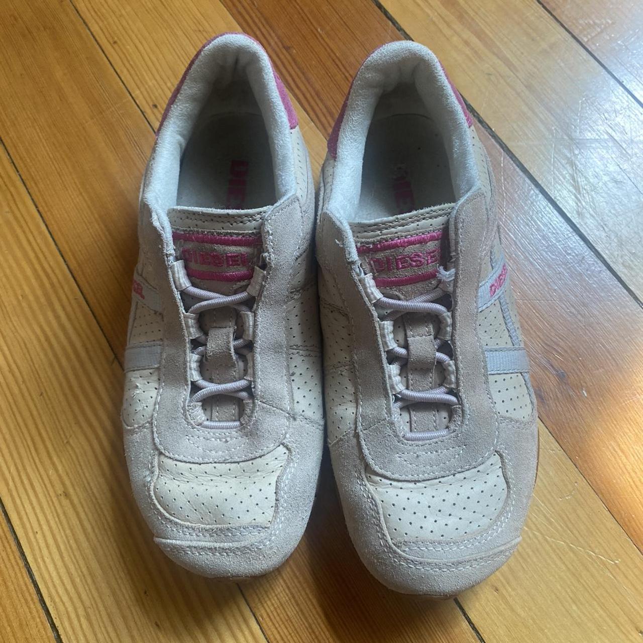 Diesel Women's Pink and Tan Trainers | Depop