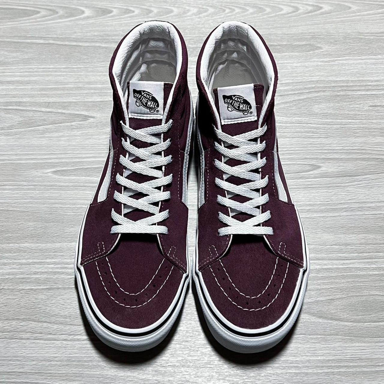 Plum colored suede Vans hight top Old Skool sneakers... - Depop