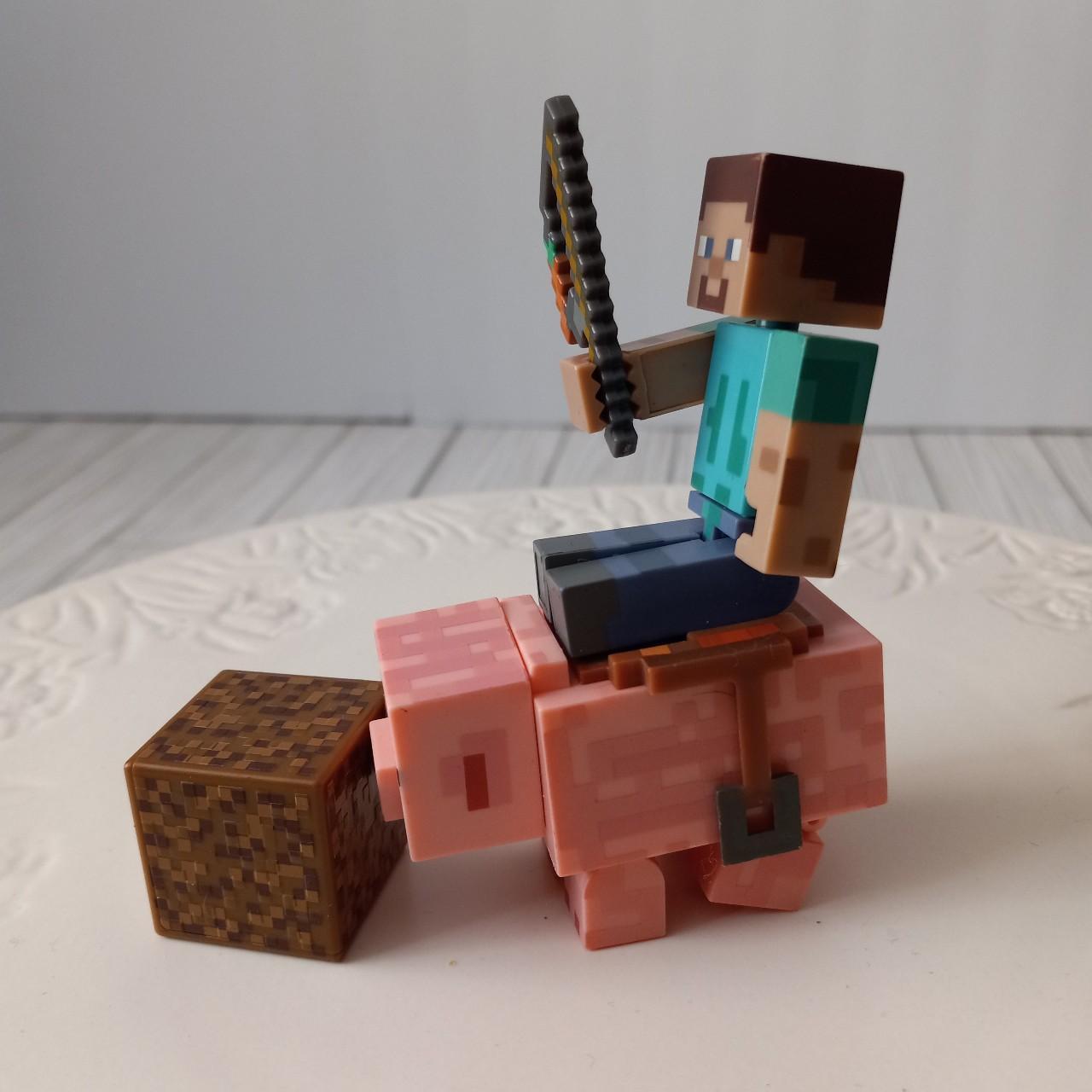 Minecraft Steve With Pig Figures Preowned good... - Depop