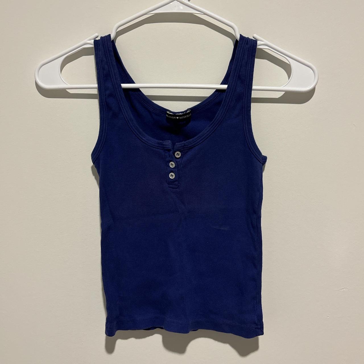 blue brandy tank with buttons - Depop