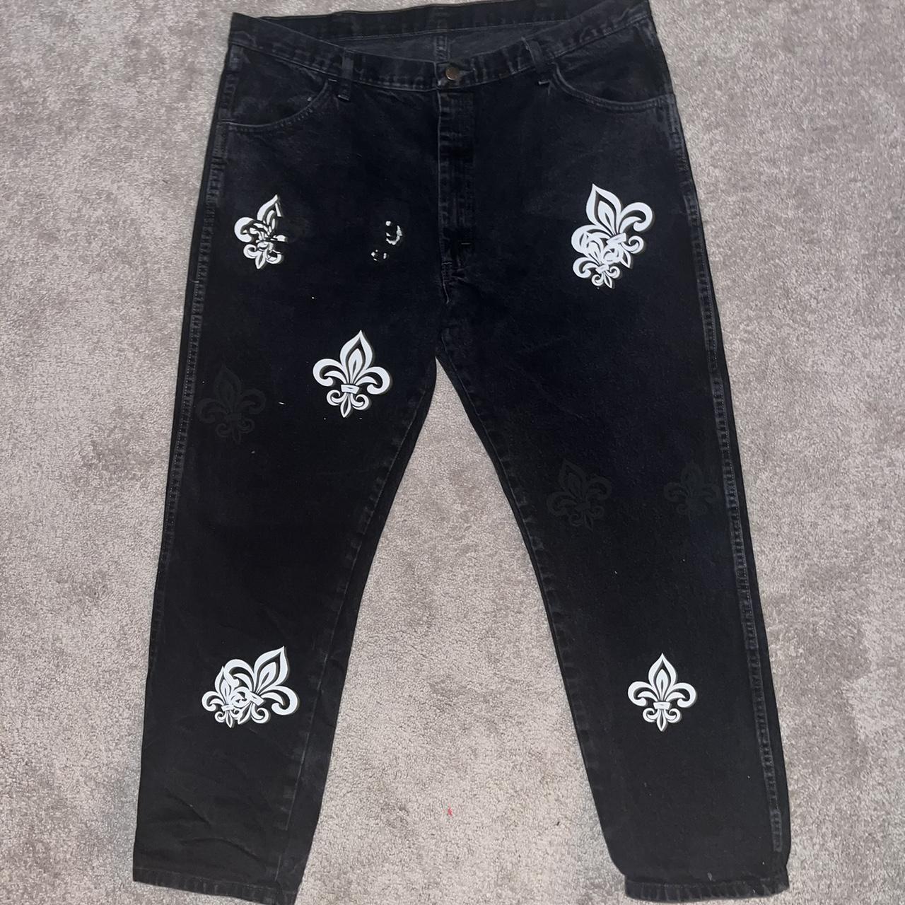 Fleur De Lis custom baggy denim Size: 38 Amazing... - Depop