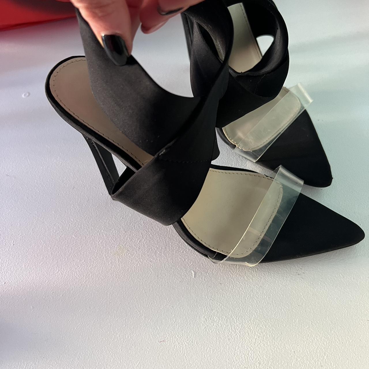 Black & clear strap heels Pretty Little Thing Size... - Depop