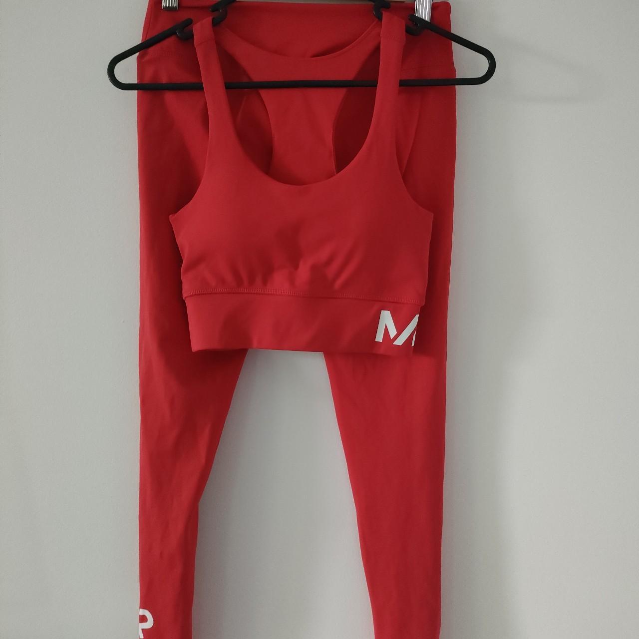 Bright Red Activewear set My protein Top:... - Depop