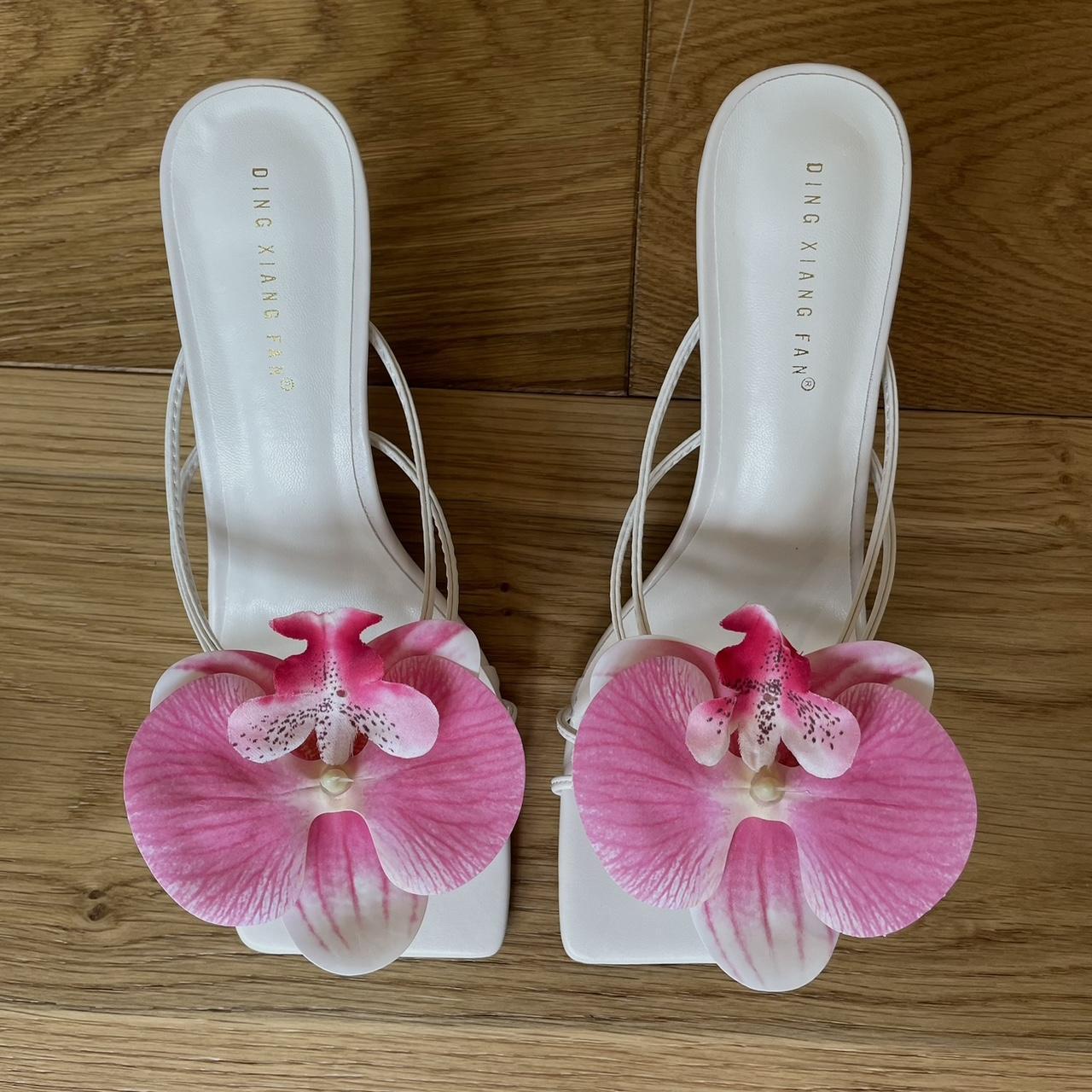 Handmade pink orchid flower heels Please allow up... - Depop