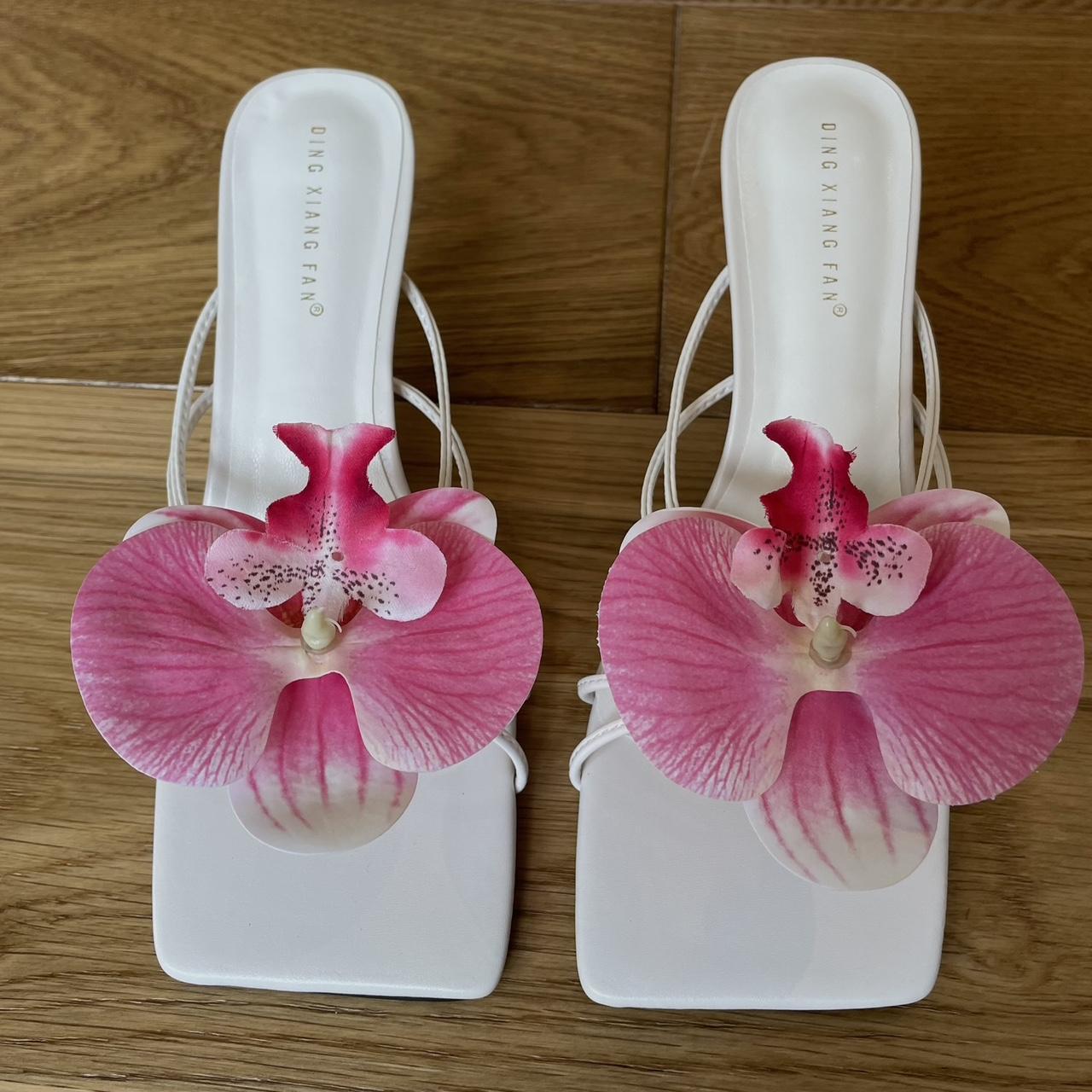 Handmade pink orchid flower heels Please allow up... - Depop