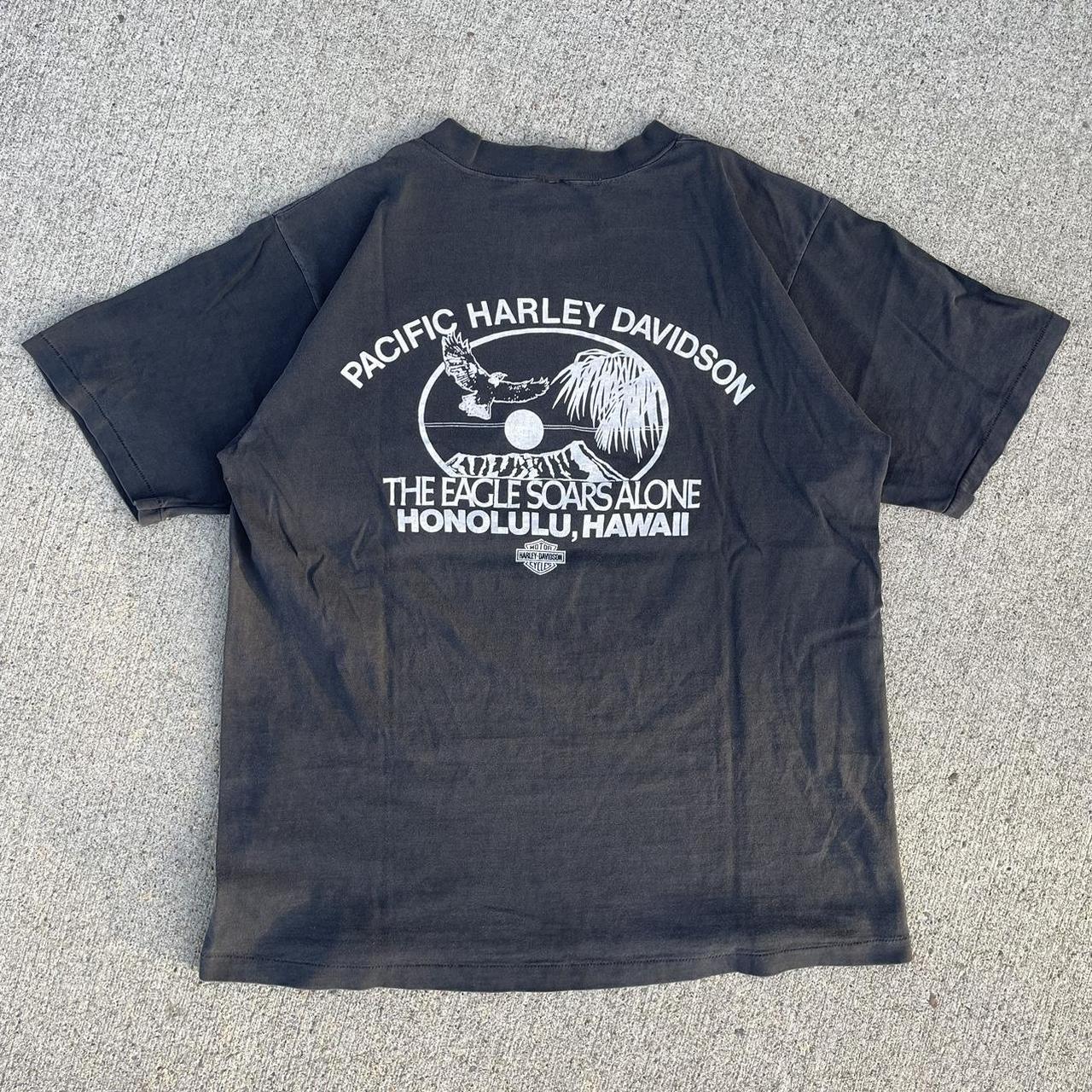 Harley Davidson Men's Black and White T-shirt | Depop