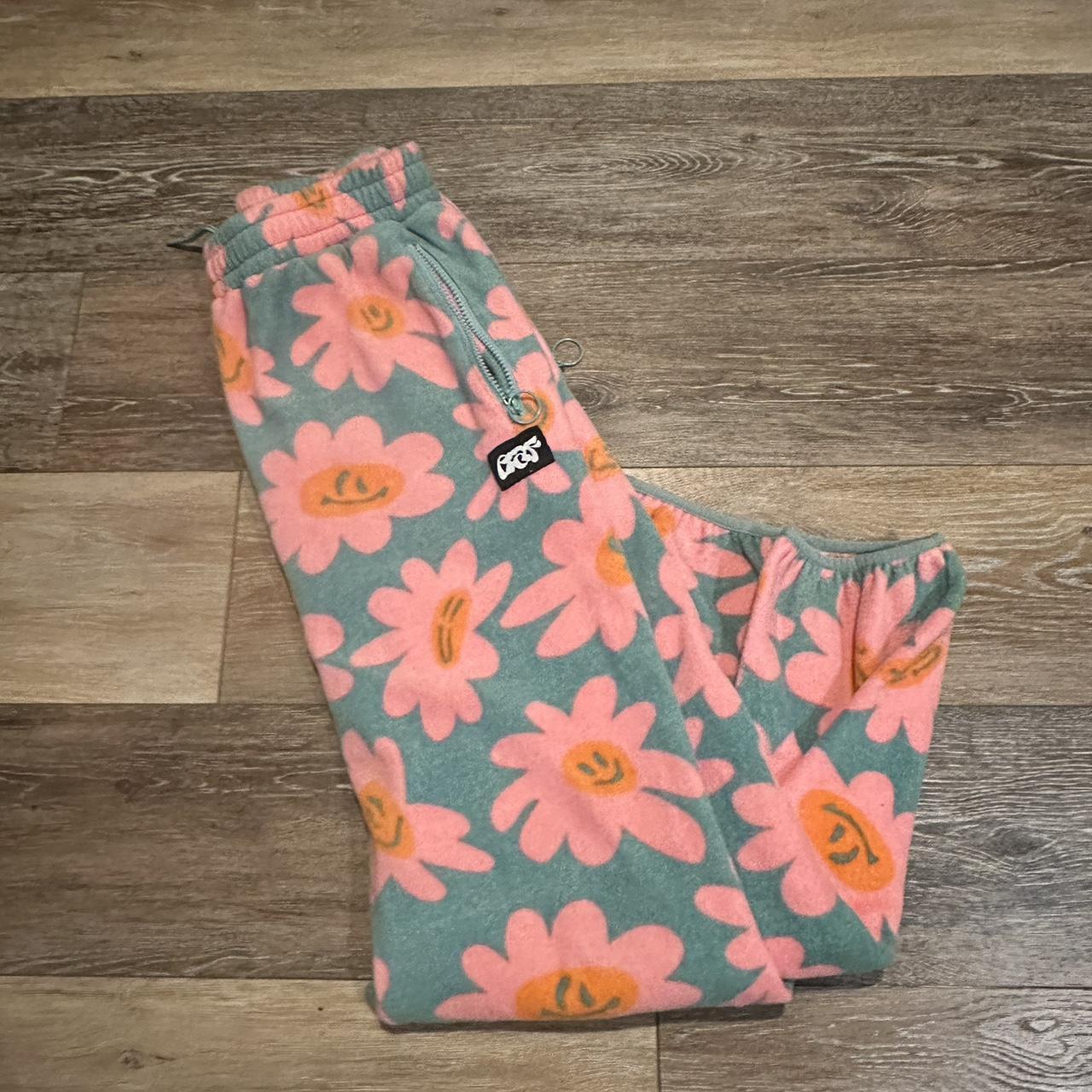 Lazy Oaf Fuzzy Flower Pants Used Lightly (like... - Depop