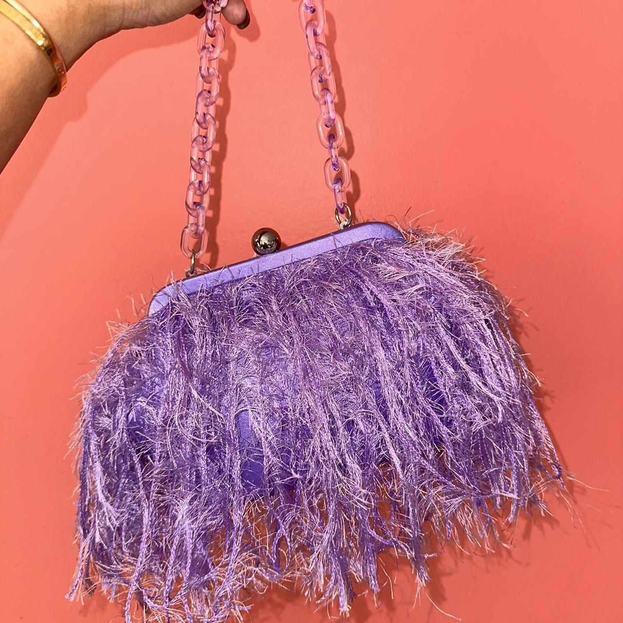 ASOS | Feather trim bag in Purple BWNT - Depop
