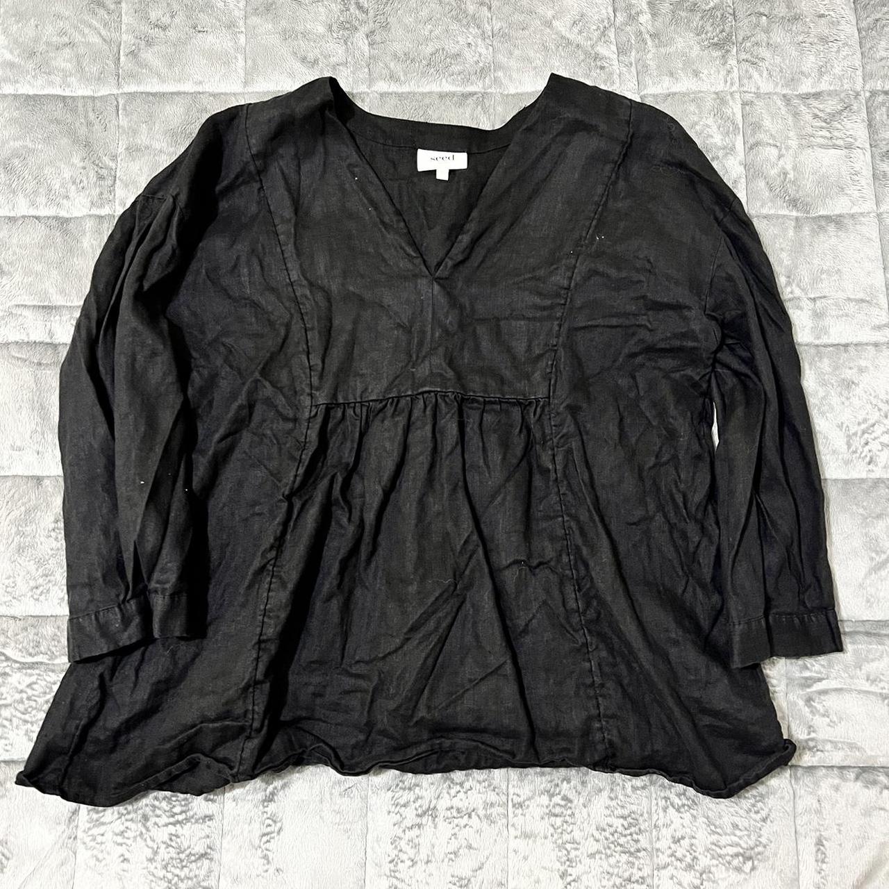 Seed linen top with long sleeves that go to mid arm... - Depop