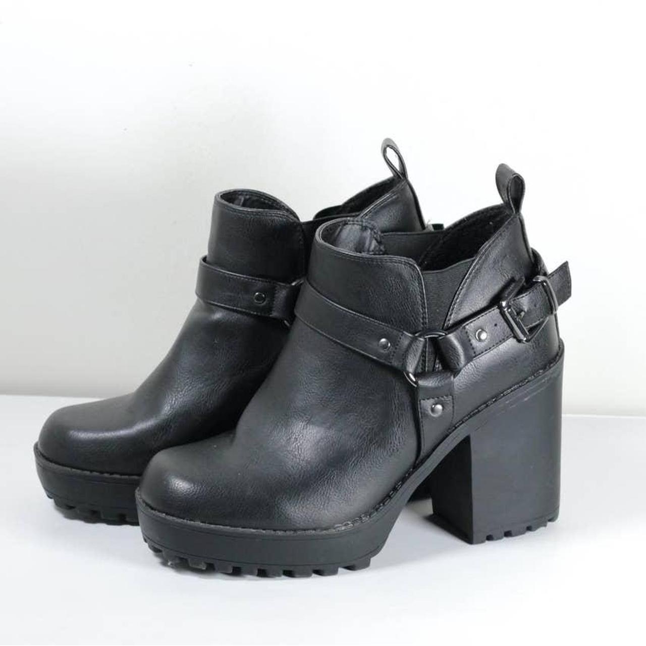 Torrid Black Faux Leather Lug Sole Bootie Size 10... - Depop