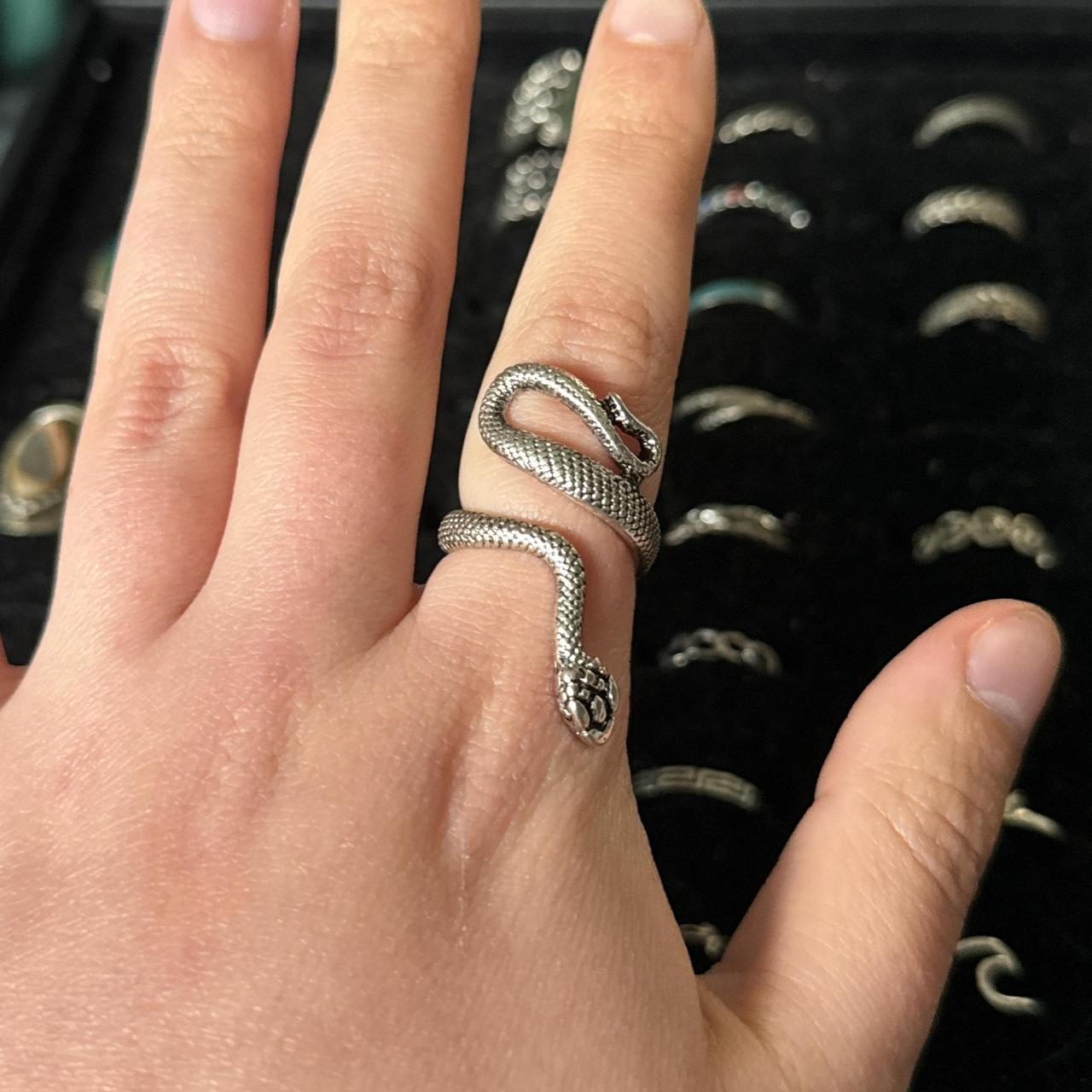 Silver adjustable snake ring #goth #boho | Depop