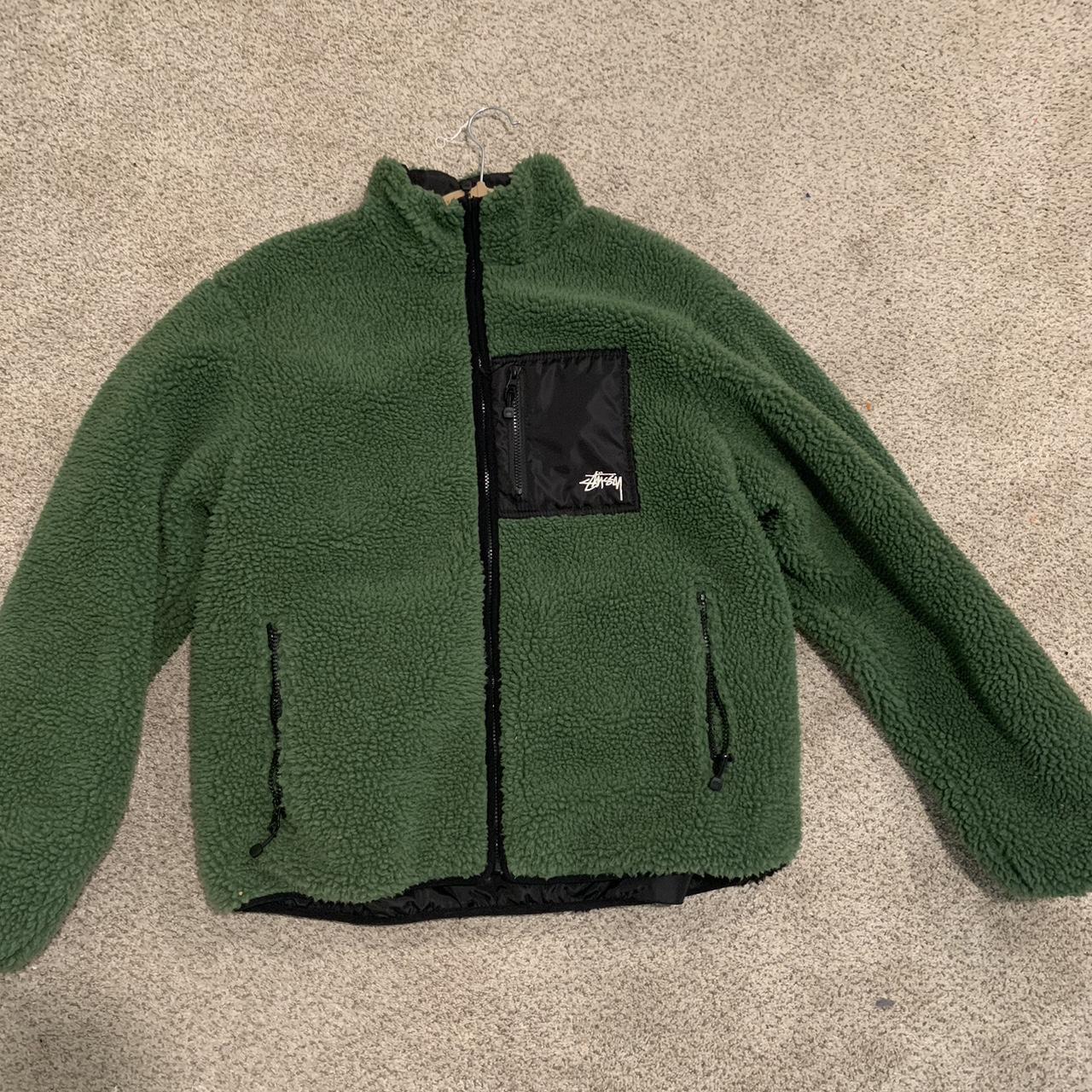 Selling green stussy 8 ball fleece, reversible. Only... - Depop