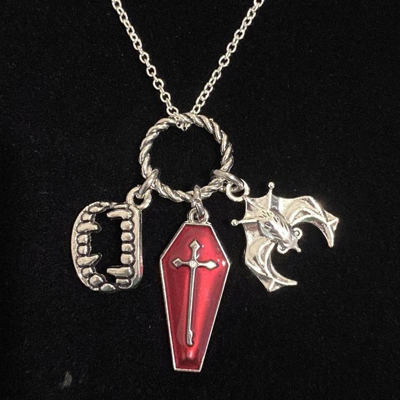 Vampire Necklace Fangs Coffin Bat Charms Vampire... - Depop