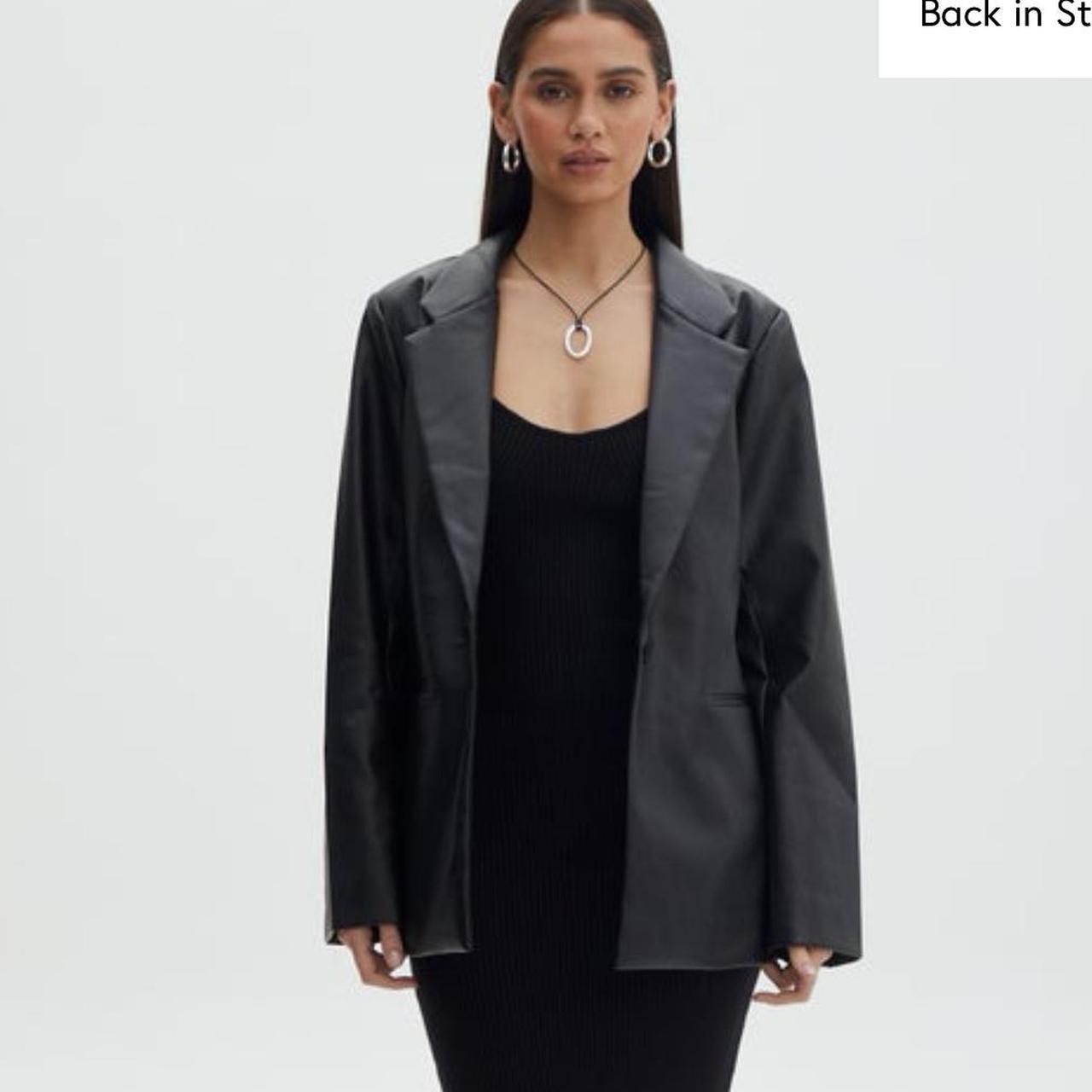 glassons leather blazer size medium only worn... - Depop