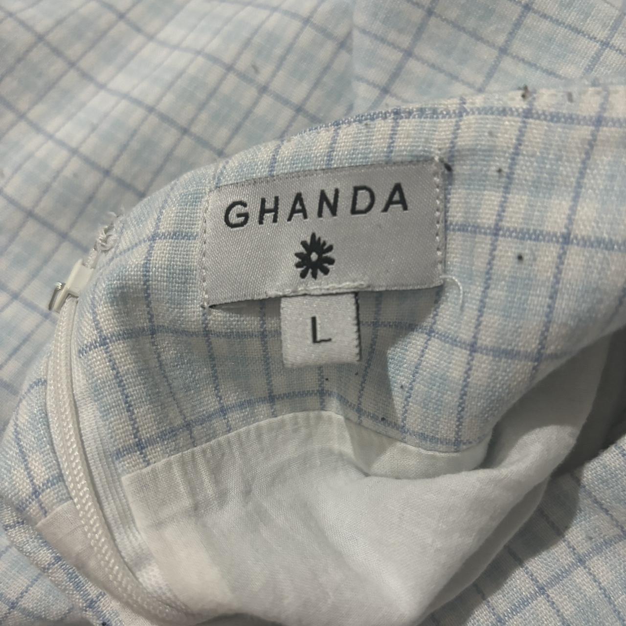 Blue gingham pattern mini skirt from ghanda, size... - Depop