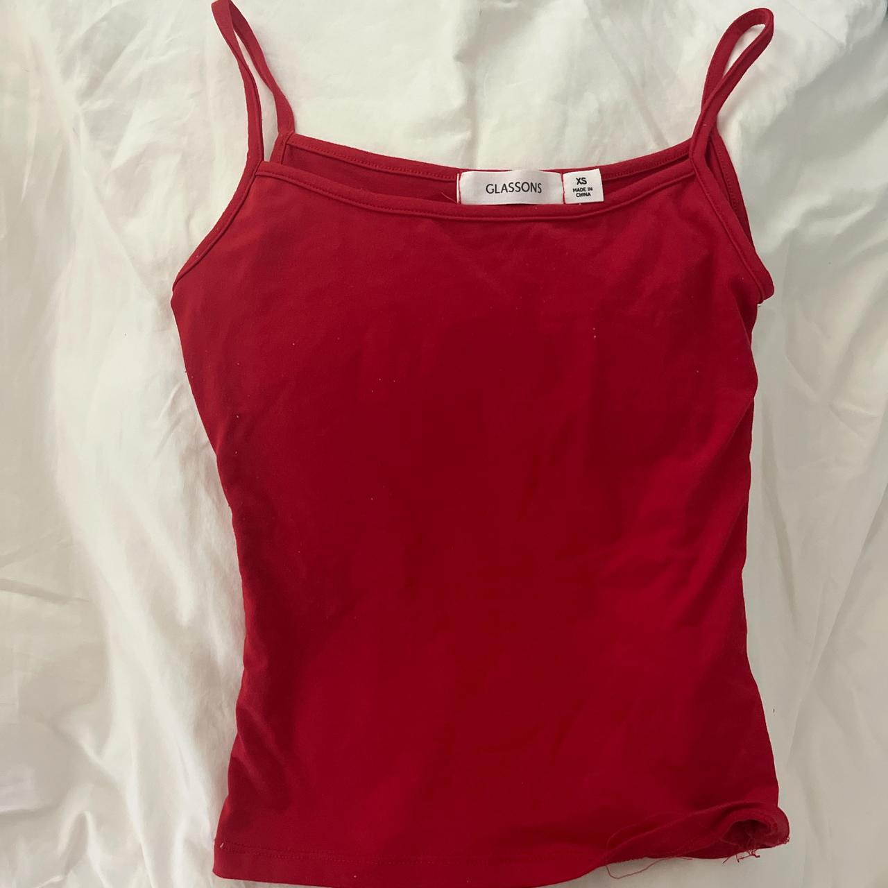 red glassons top will add more photos size... - Depop