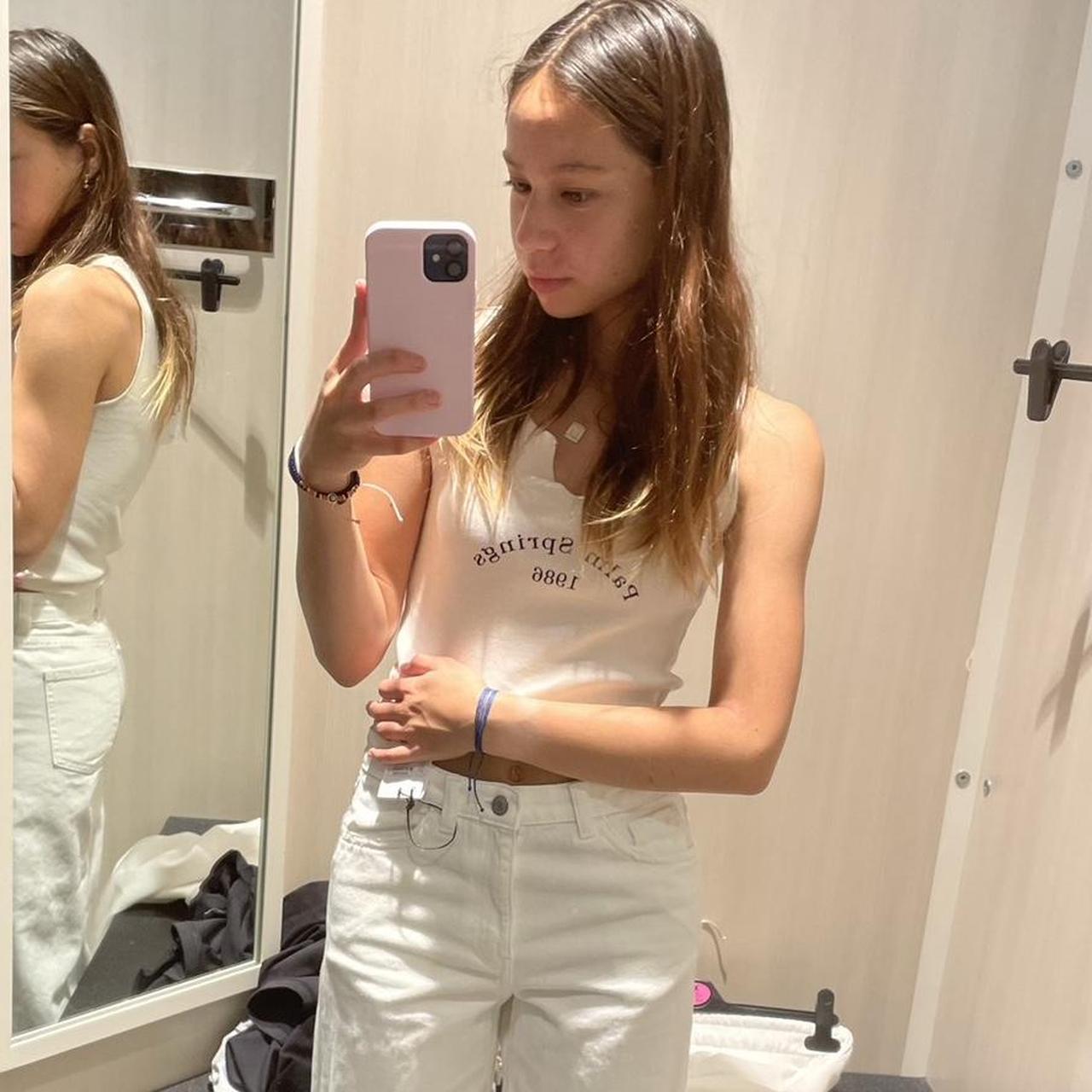 ribbed graphic tank from primark! super... - Depop