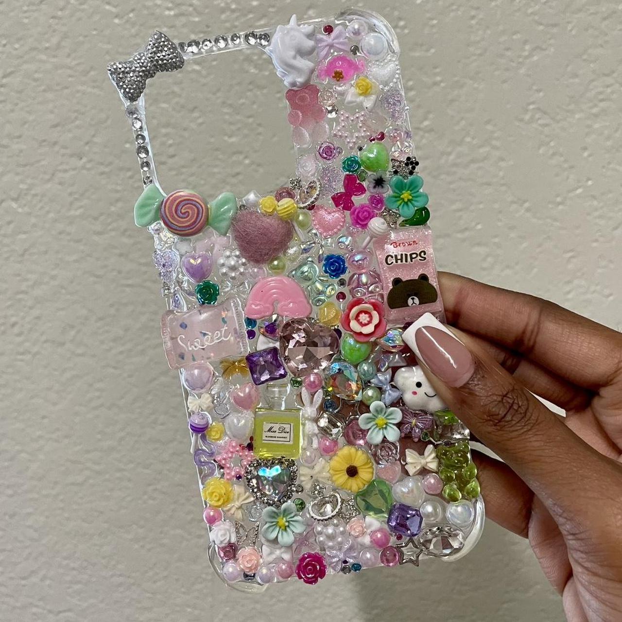iPhone junk case w/ bow Color: multi Fits iPhone... | Depop