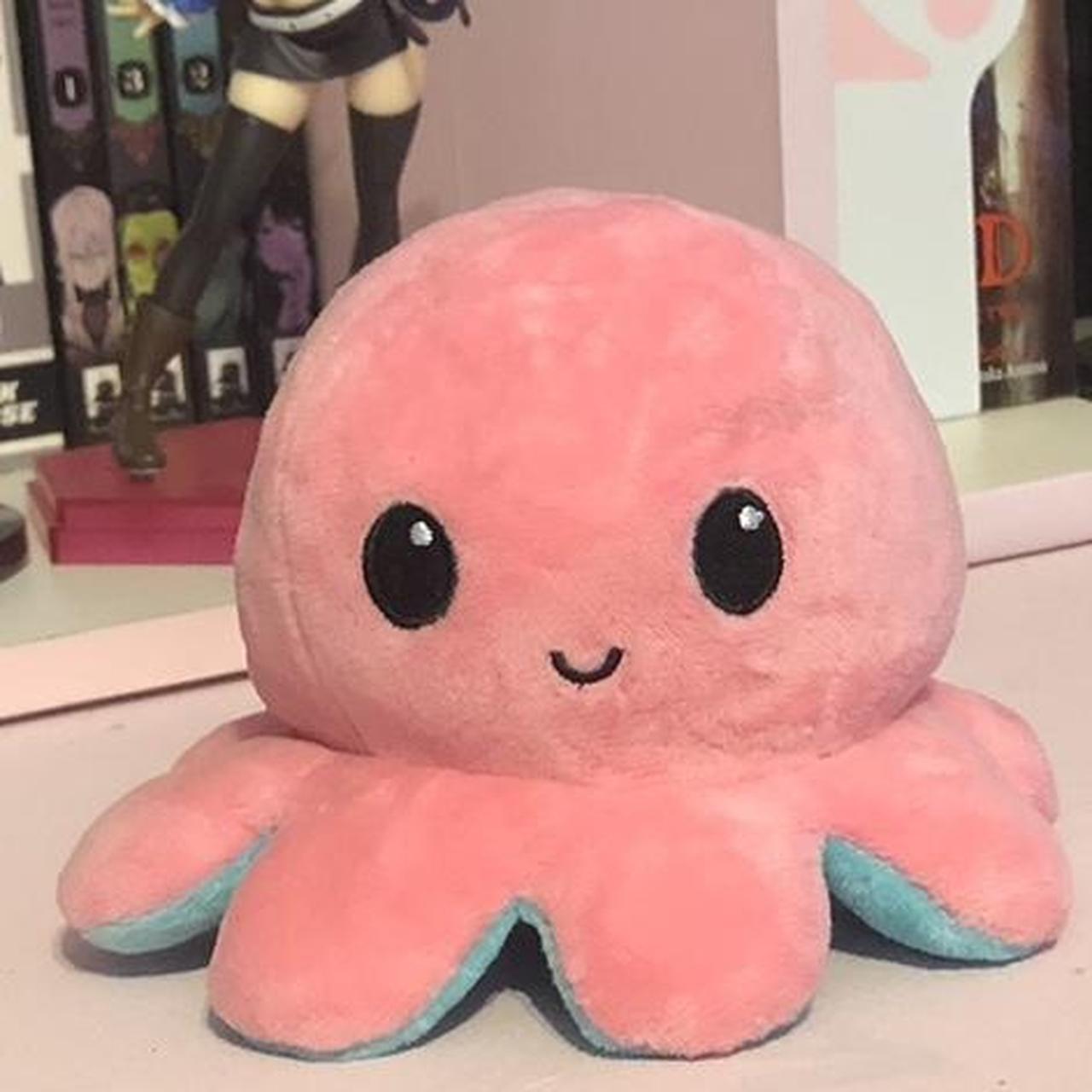 Cute Reservable Octopus Plushie - Pink + Aqua Blue -... - Depop
