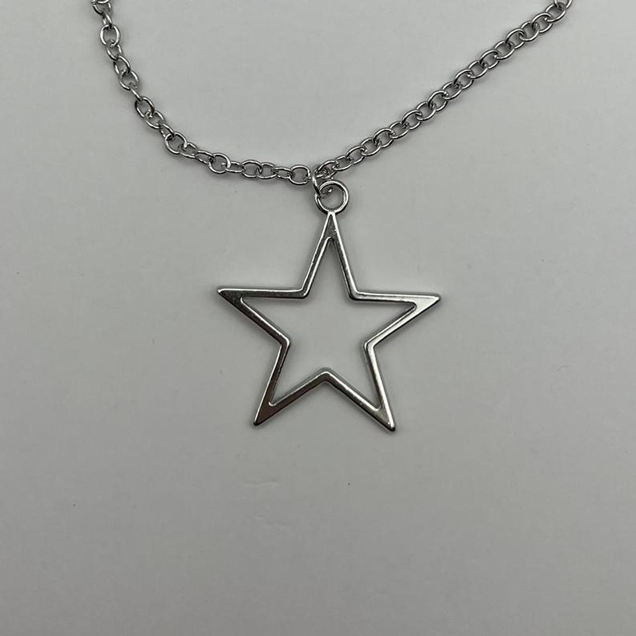 y2k 2000s style hollow star punk emo silver... | Depop