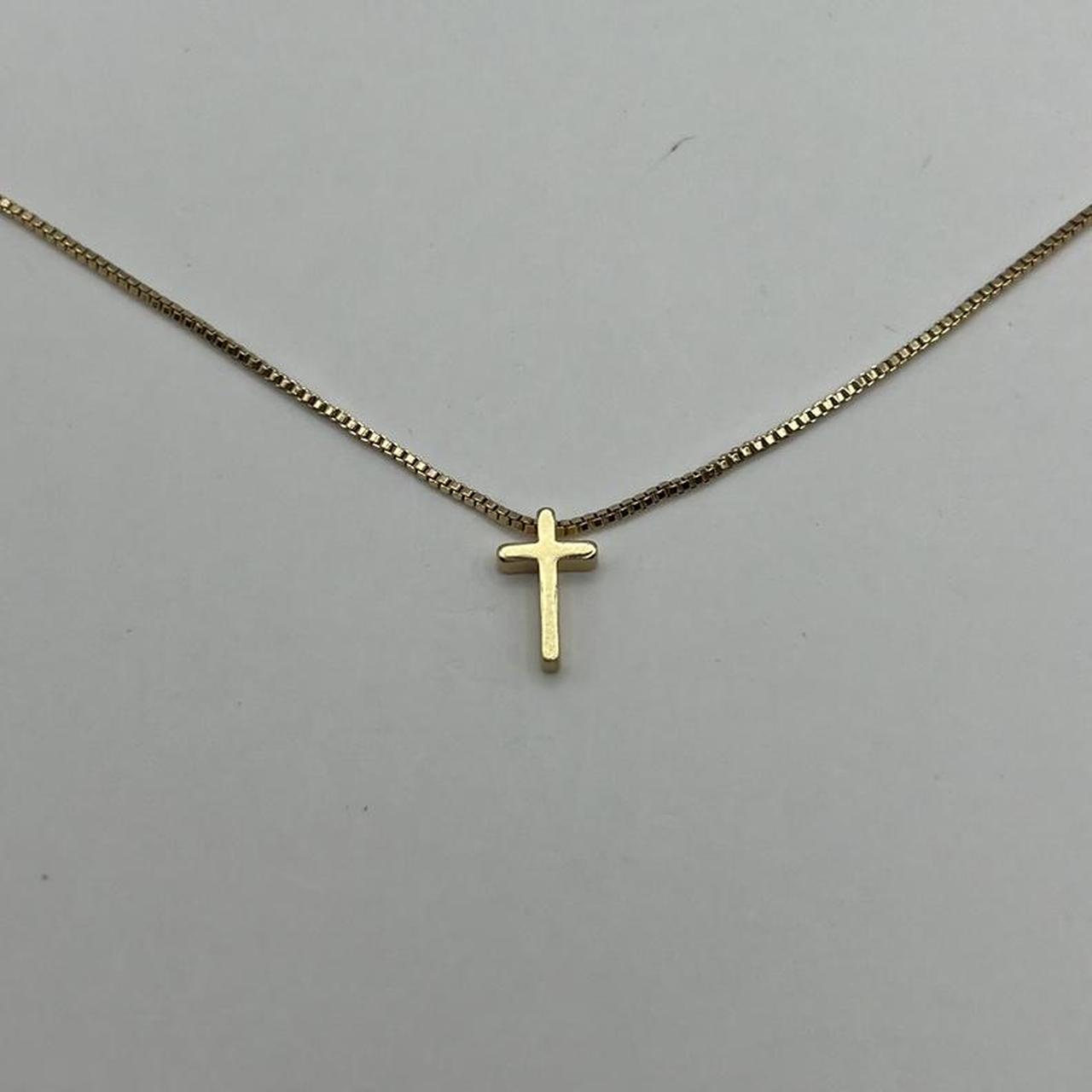 y2k simple minimal small gold cross necklace these... - Depop
