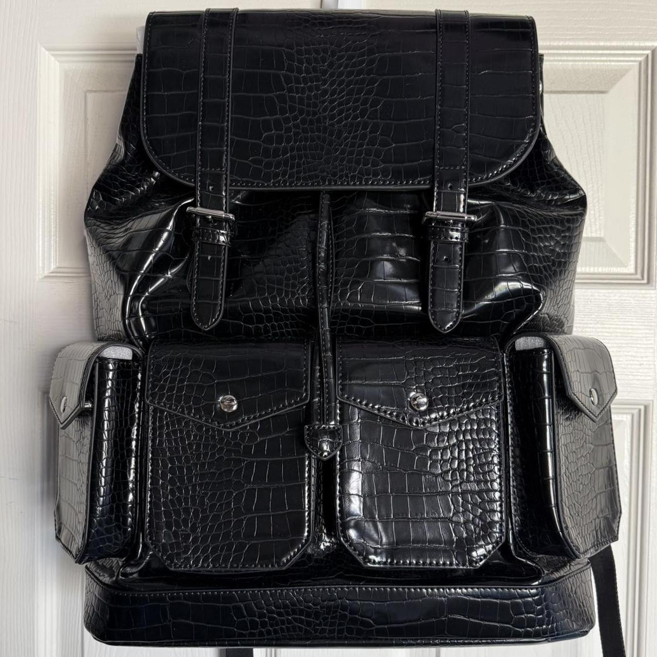 allure county black crocodile leather voyager... | Depop