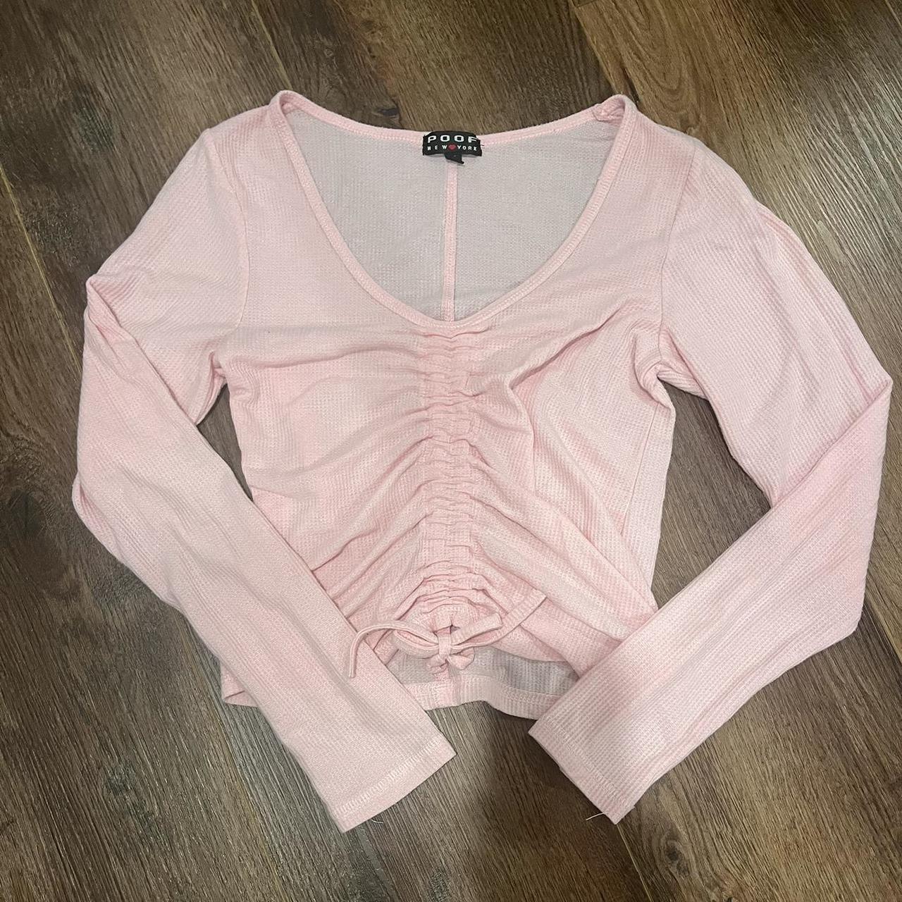 poof long-sleeve shirt size M adjustable ruching!... - Depop