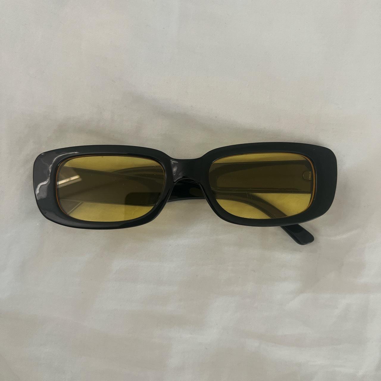 90’s / y2k retro square sunglasses w/yellow lenses... - Depop