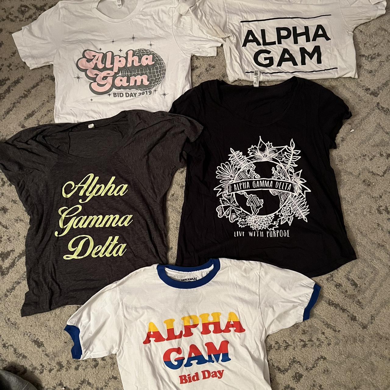 Alpha Gamma Delta soft letter T shirts 3 white ones... - Depop