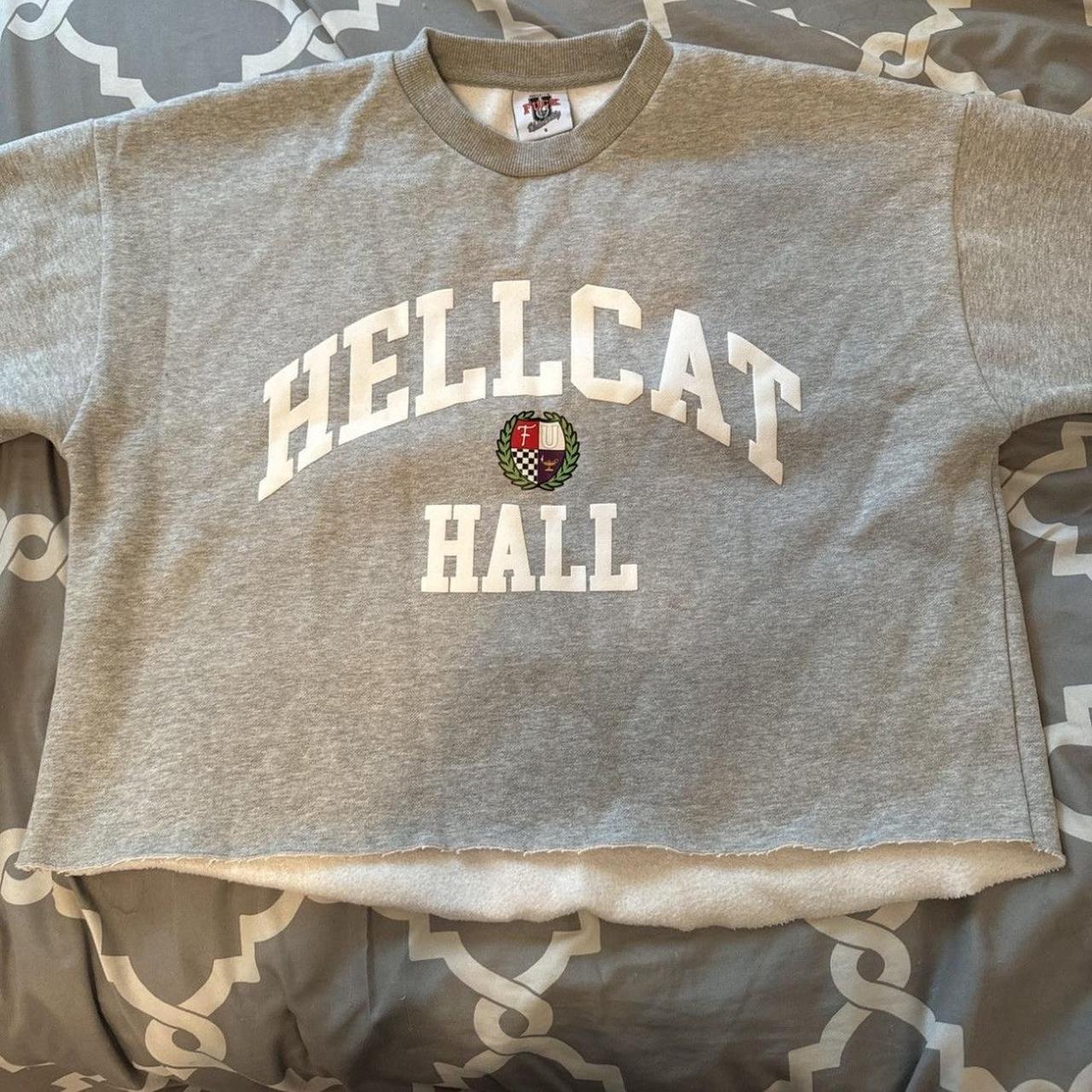 Grey Hellcat Hall hoodie - Depop