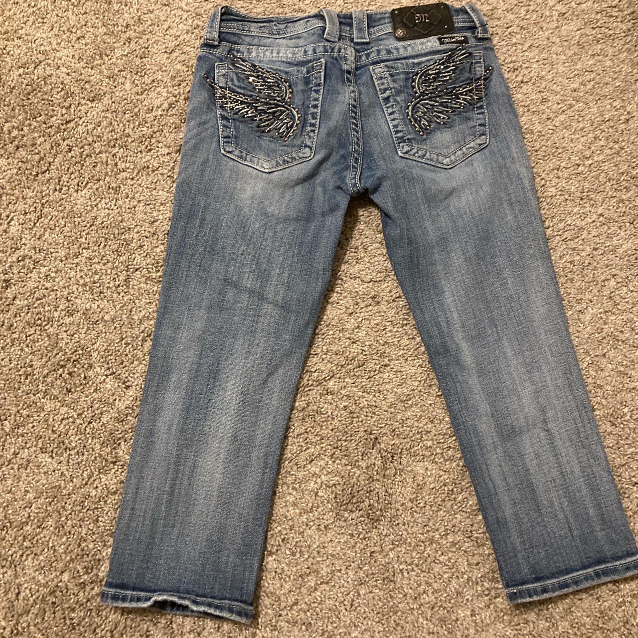 Miss Me capris with rhinestone angel wing... - Depop