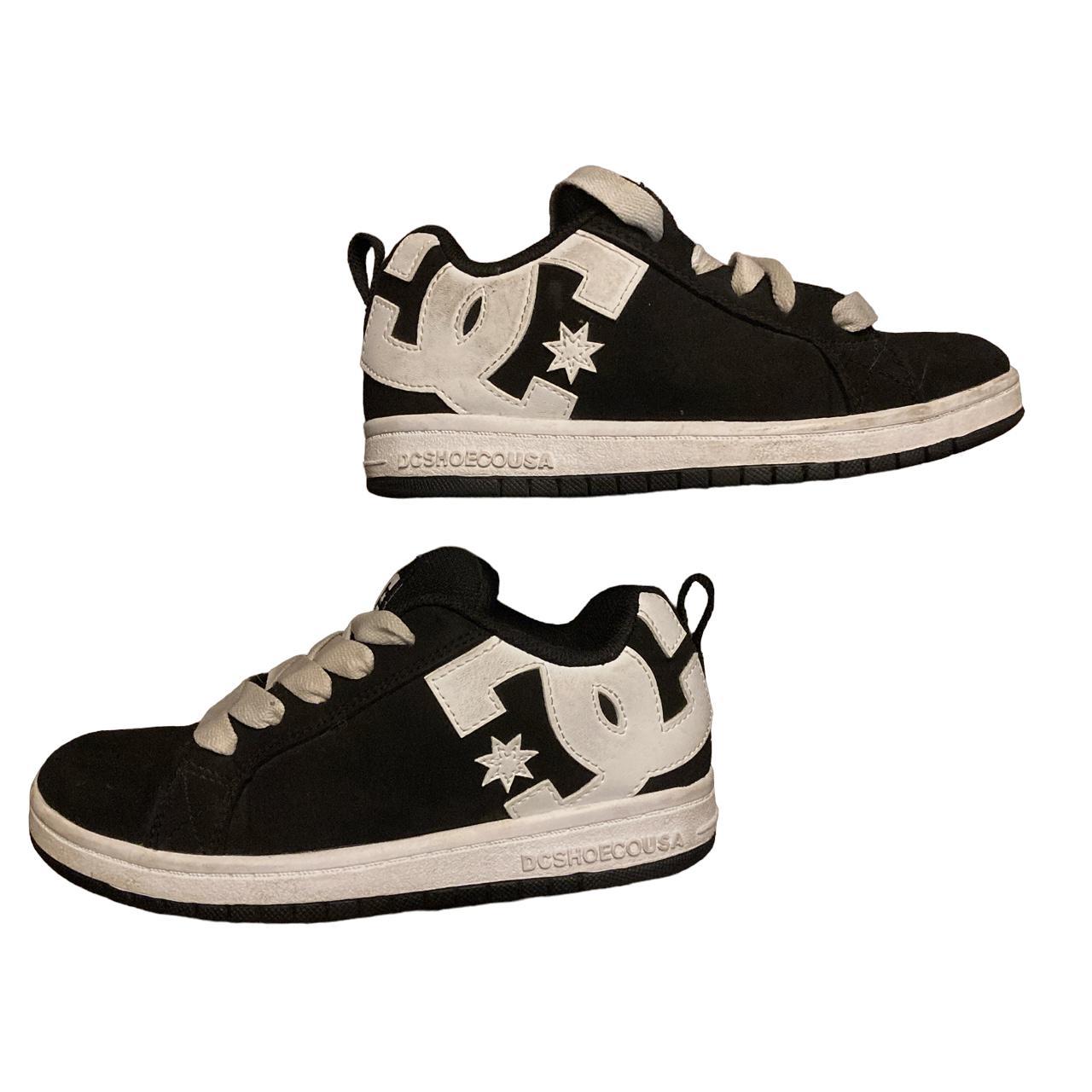 DC Court Graffik chunky black skate shoes with white... - Depop