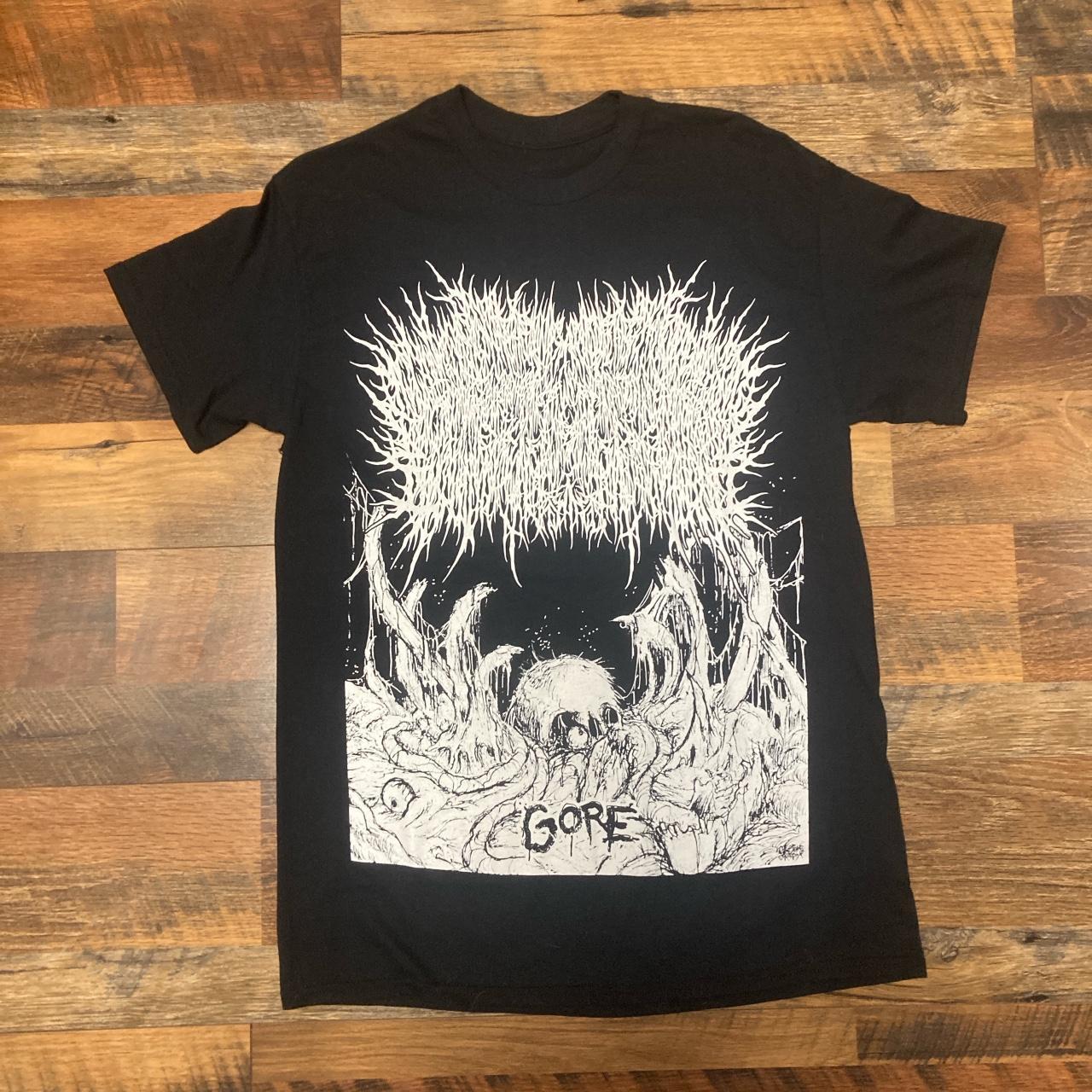 Xavleg black short sleeve band tee with white front... - Depop