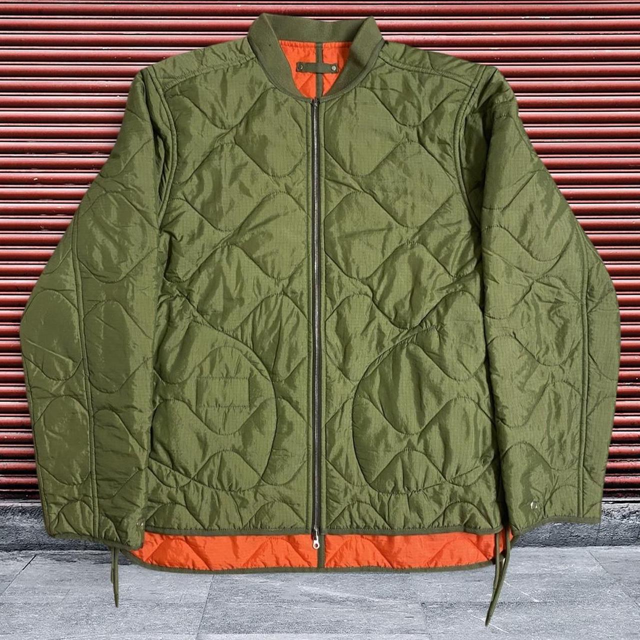 Ovadia & Sons Quilted Reversible Jacket Orange/Olive... - Depop