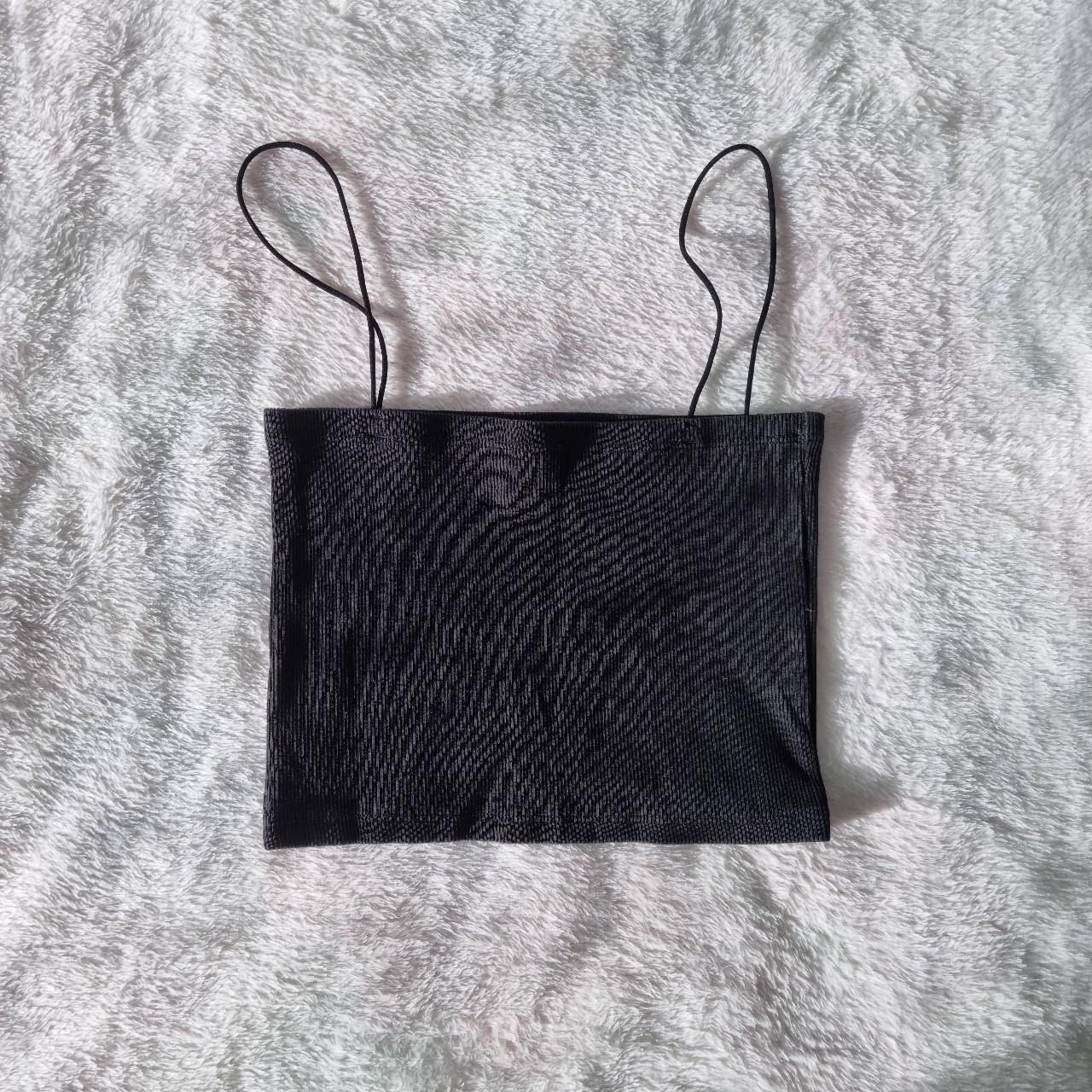 zara black square strappy straight neckline ribbed... - Depop