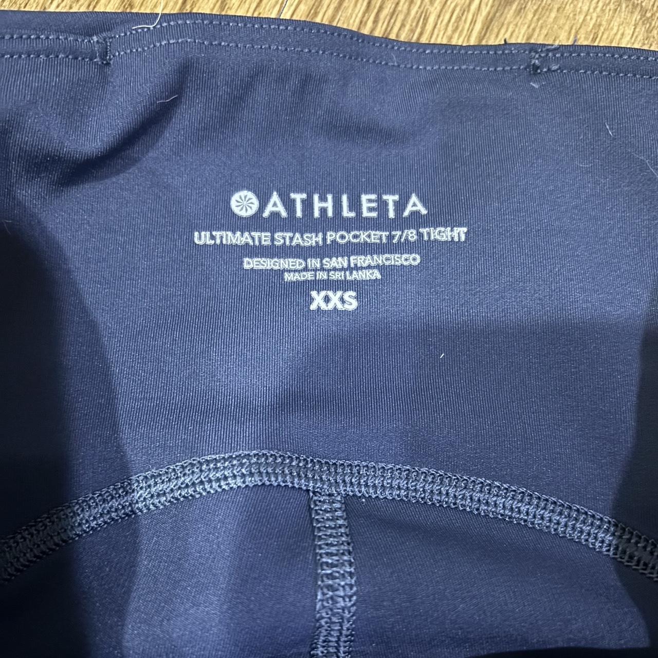 Blue navy athleta leggings. Size XS! With pockets! - Depop