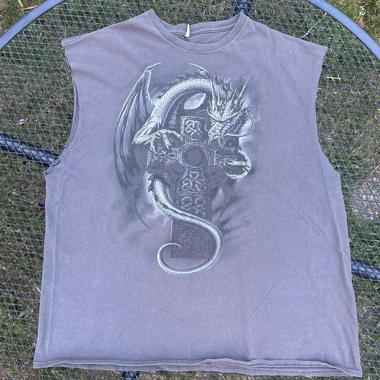 y2k dragon tee 😈 super clean design 😽 has chopped... - Depop